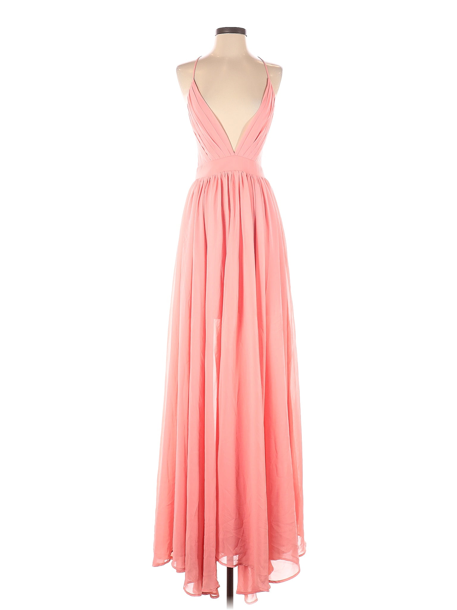 Meghan Los Angeles 100 Polyester Solid Pink Cocktail Dress Size S 73