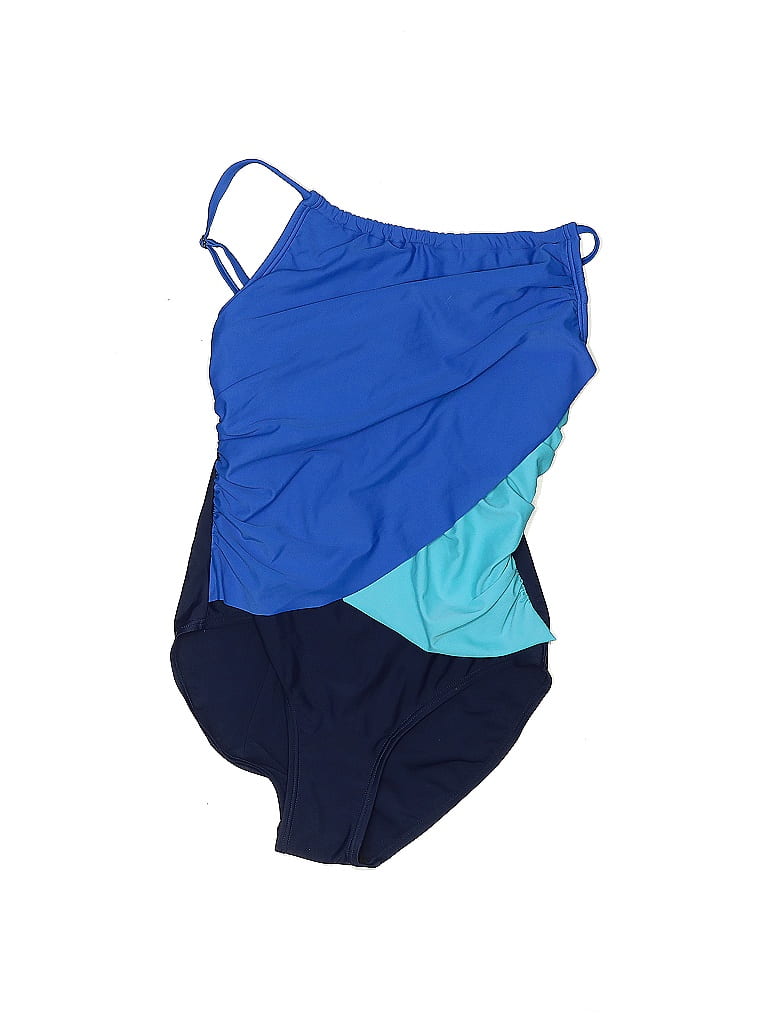 Shore Shapes Solid Graphic Color Block Ombre Blue One Piece Swimsuit