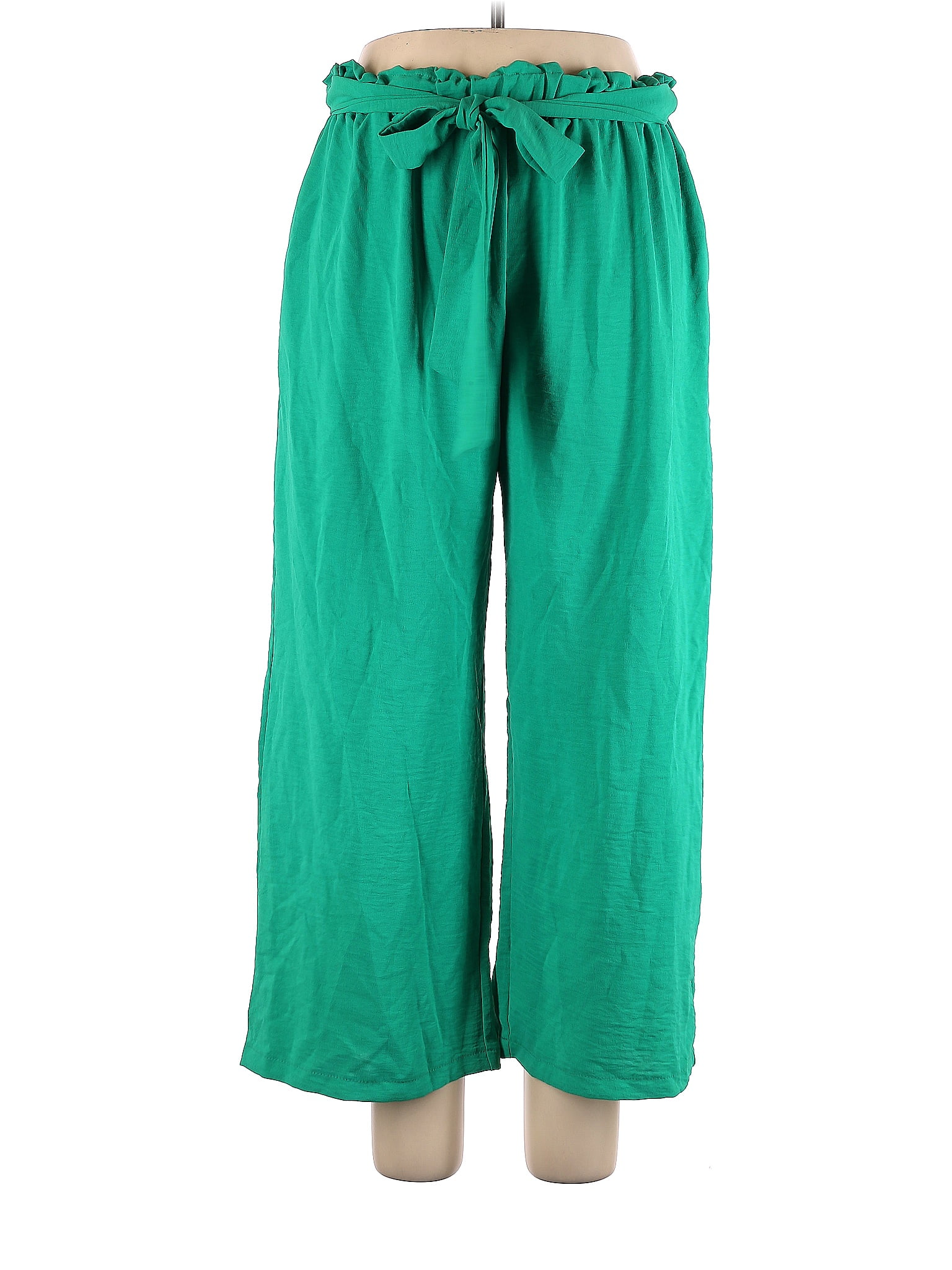 Heimish U.S.A 100% Polyester Solid Green Casual Pants Size 1X (Plus ...