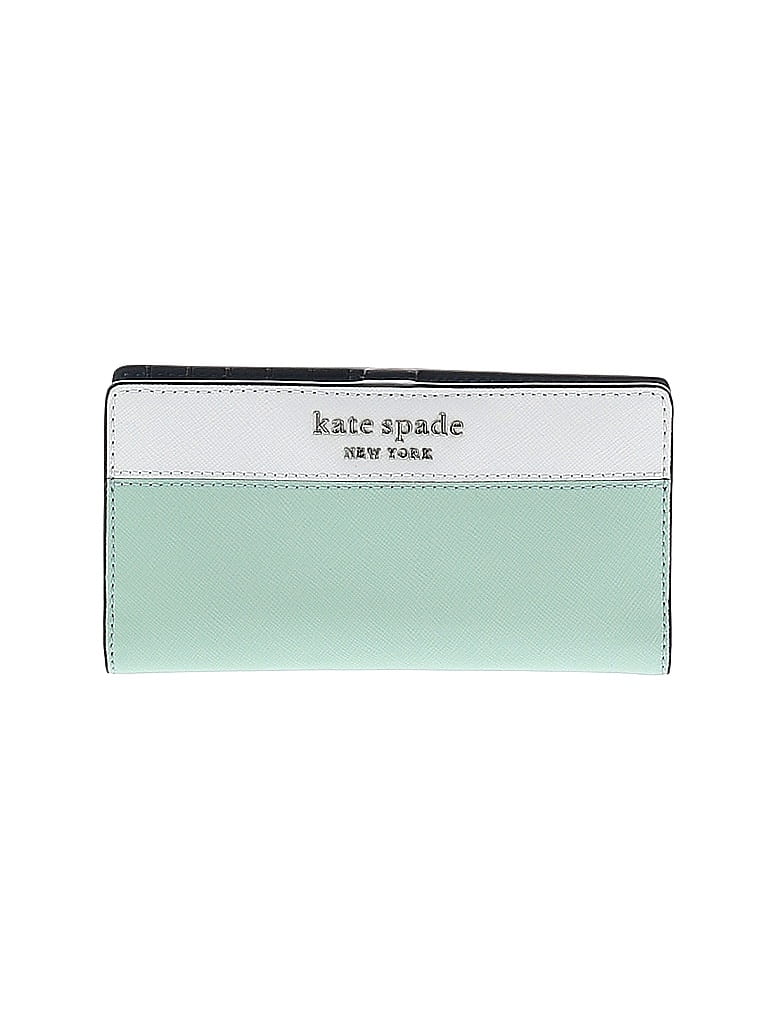 Kate Spade New York 100% Leather Solid Green Blue Leather Wallet One ...