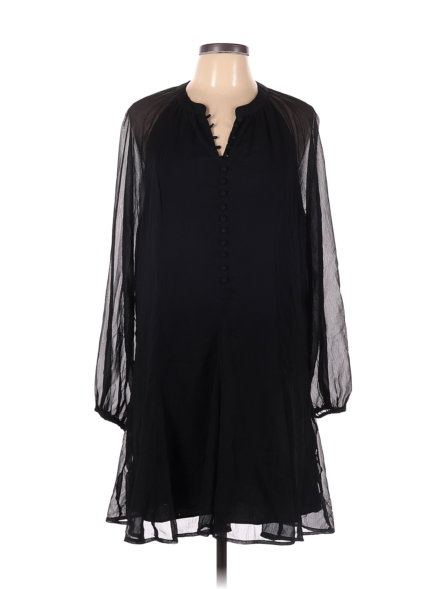 Joie 100 Polyester Solid Black Casual Dress Size L 81 Off Thredup
