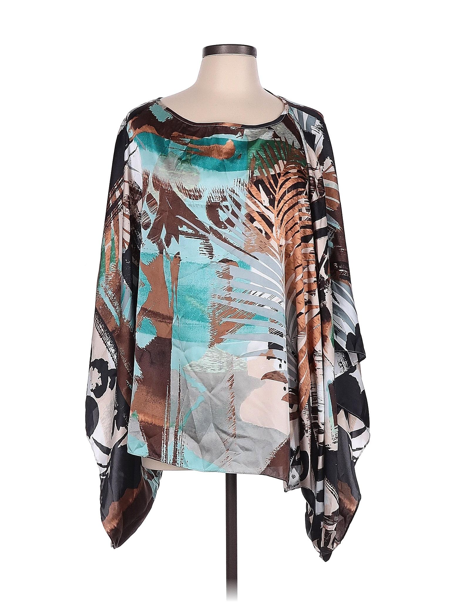 Chicos 100 Polyester Brown Long Sleeve Blouse Size Lg Xl 74 Off