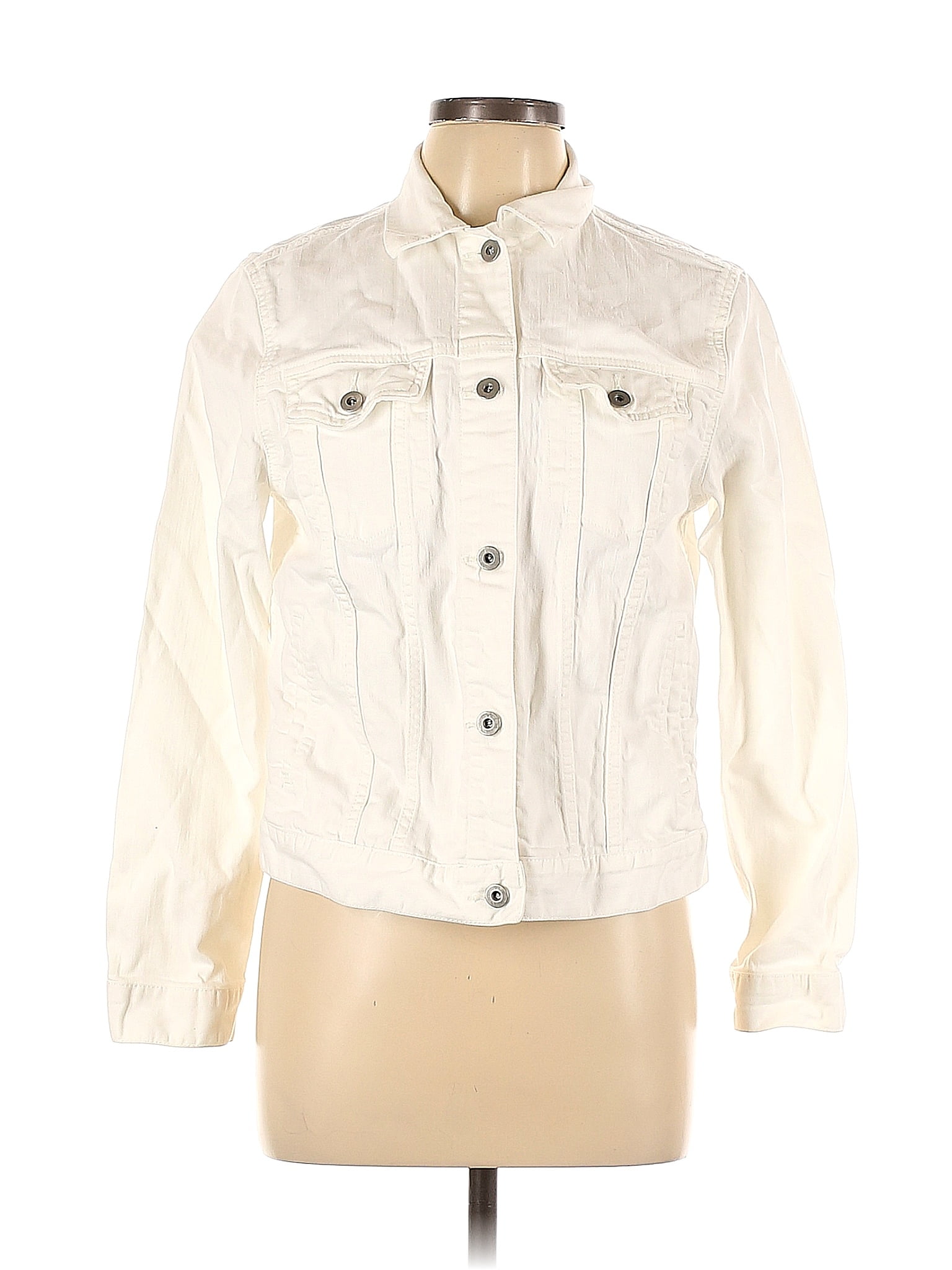 Uniqlo Solid White Denim Jacket Size L - 59% off | thredUP
