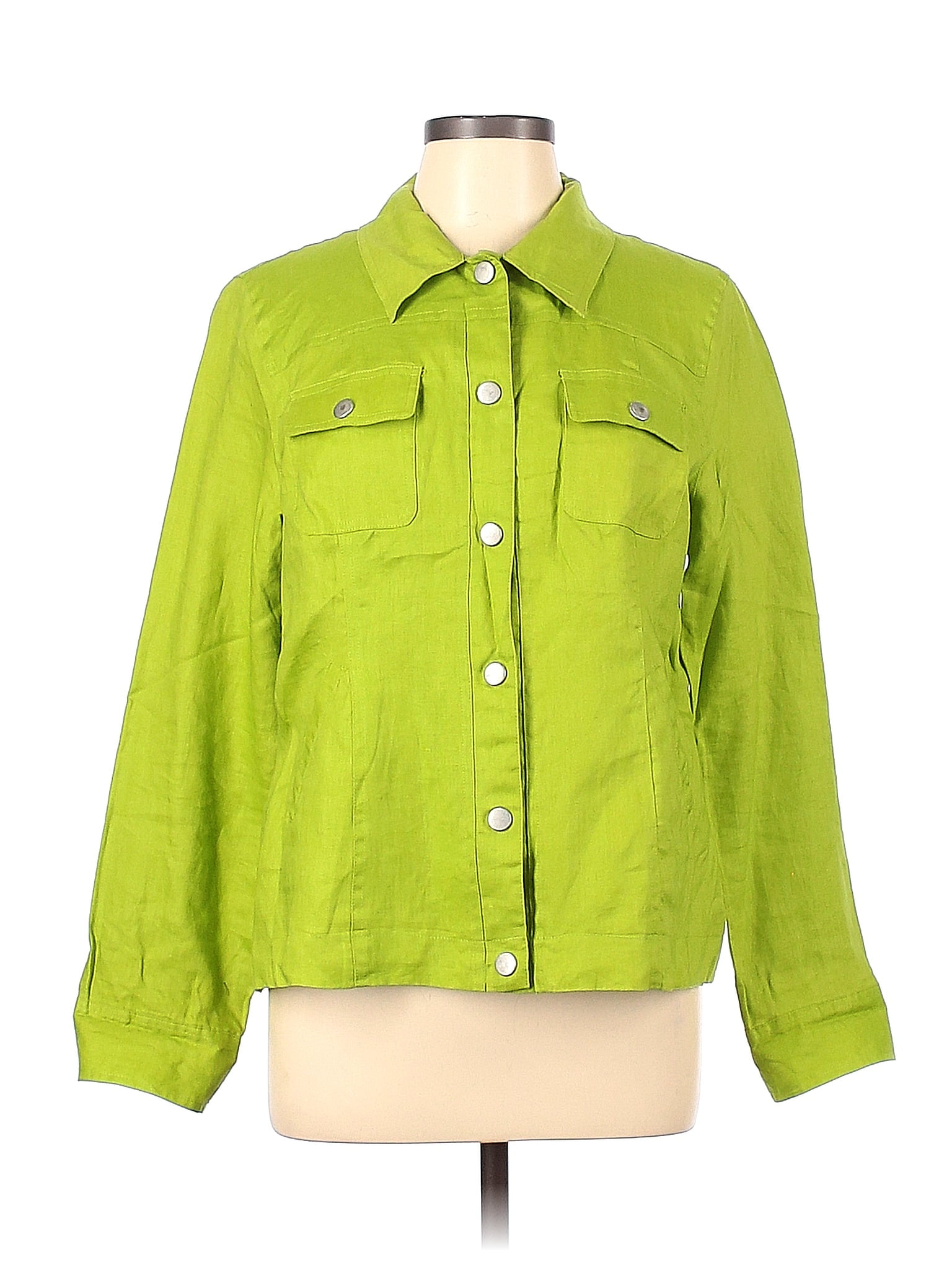 Sara Isabella 100% Linen Green Jacket Size L - 57% off | thredUP