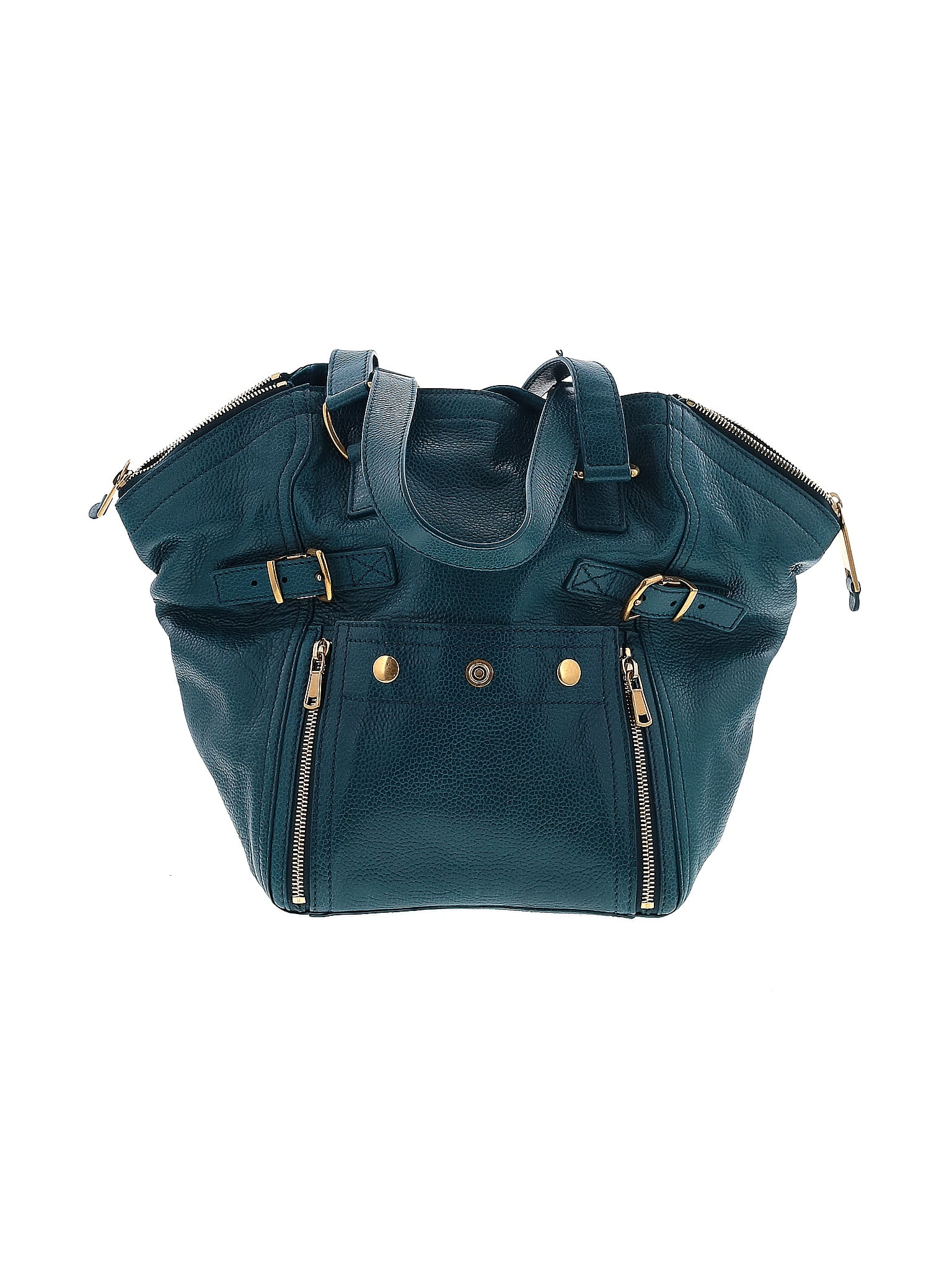 Yves Saint Laurent Rive Gauche Solid Teal Leather Shoulder Bag One Size ...