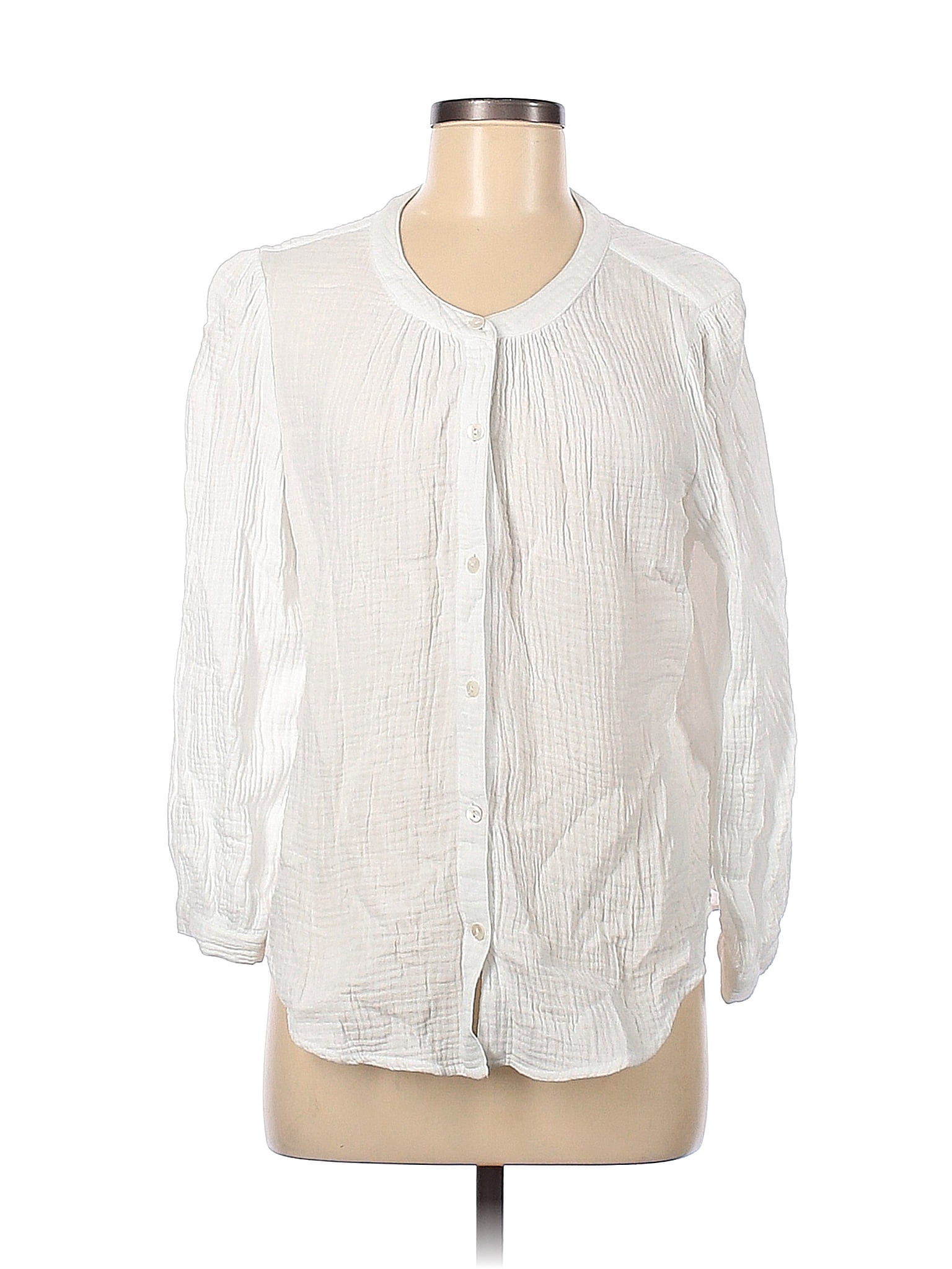 Magaschoni 100% Organic Cotton Checkered-gingham White Long Sleeve ...