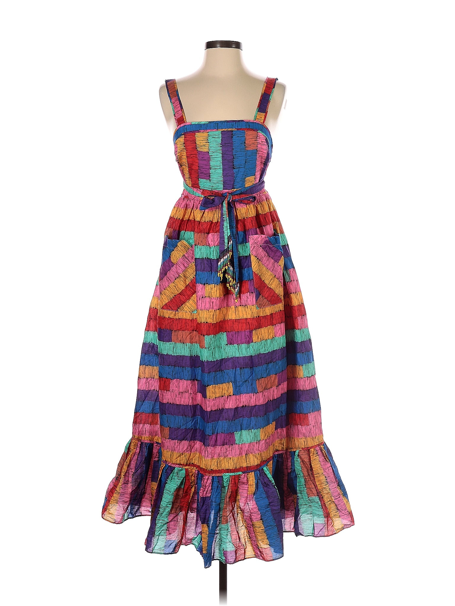 FARM Rio 100% Cotton Stripes Multi Color Pink Casual Dress Size S - 67% ...