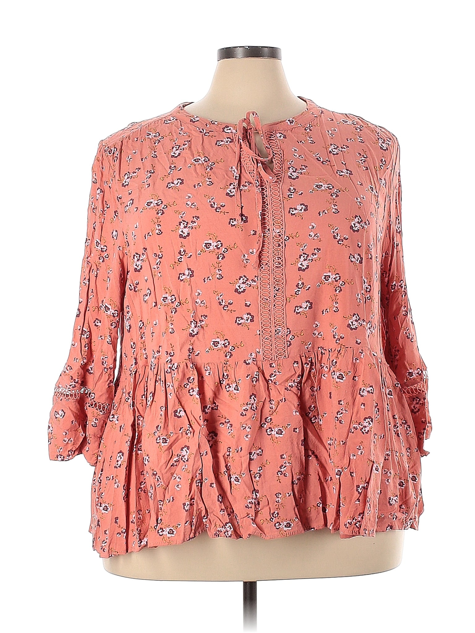 Como Blu 100% Rayon Pink Long Sleeve Blouse Size 4X (Plus) - 44% off ...