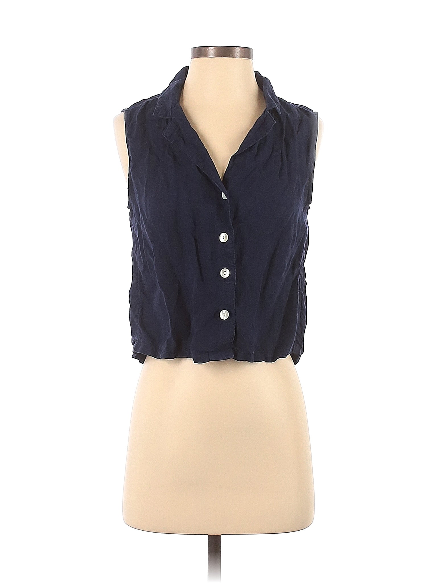 Rachel Zoe 100 Linen Navy Blue Sleeveless Blouse Size Xs 84 Off