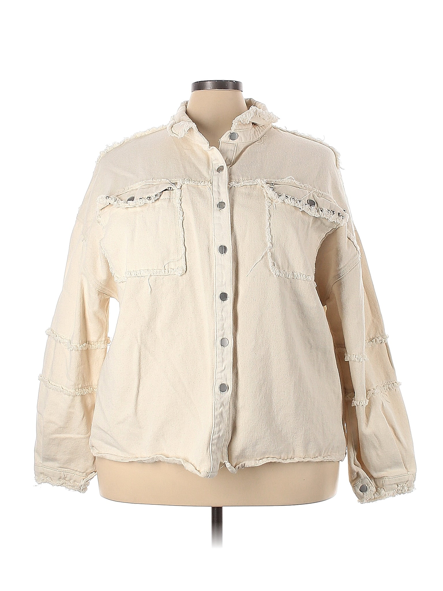 Pol 100% Cotton White Denim Jacket Size 2X (Plus) - 57% off | thredUP