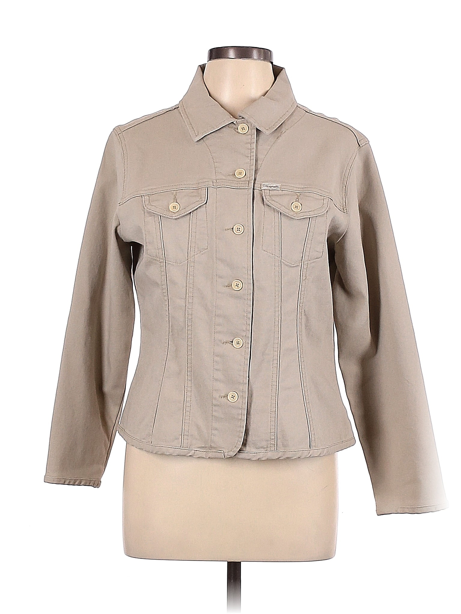 Faconnable Solid Tan Gray Denim Jacket Size L - 84% off | ThredUp