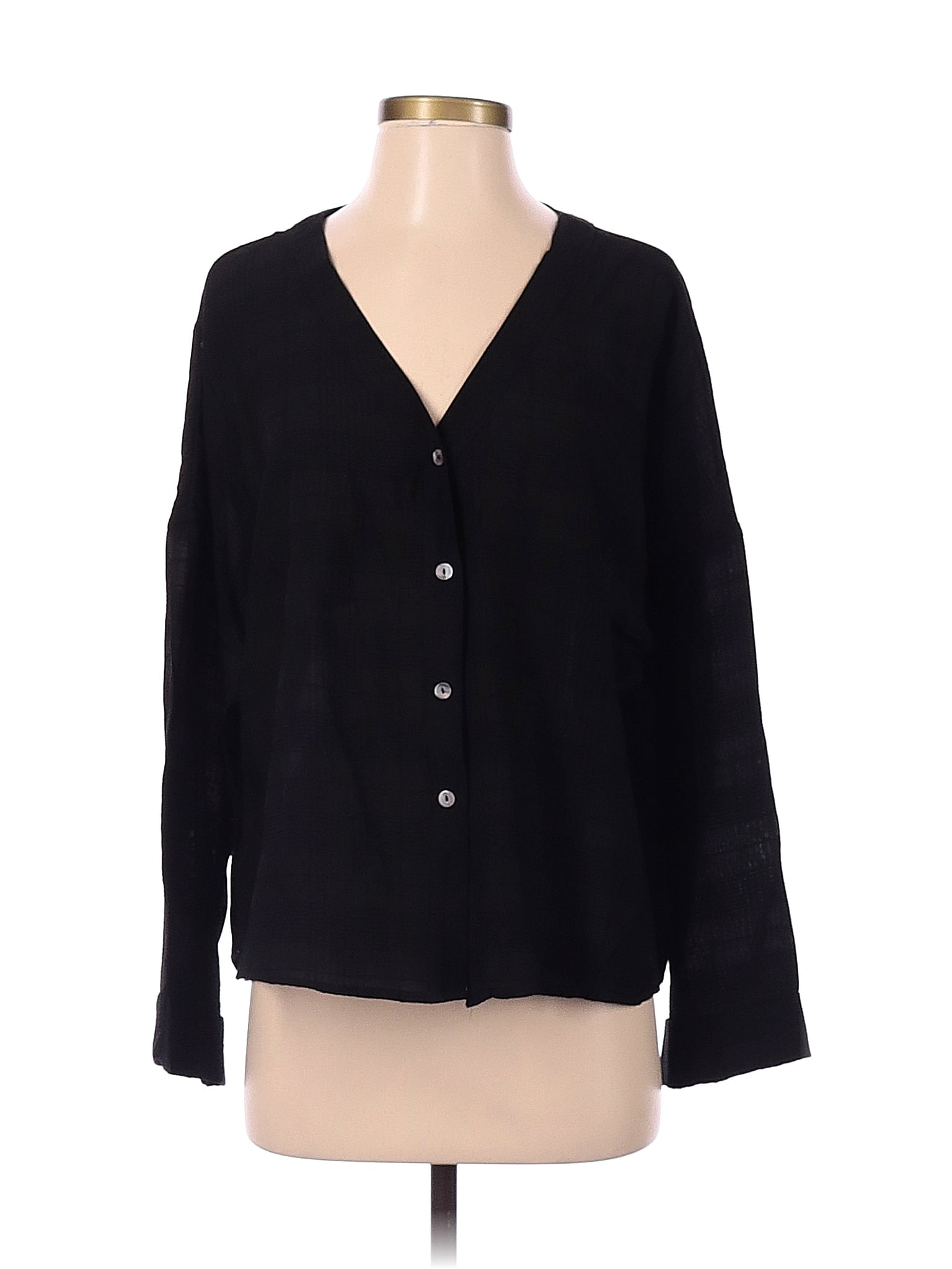 Sancia Solid Black Long Sleeve Blouse Size S 77 Off Thredup