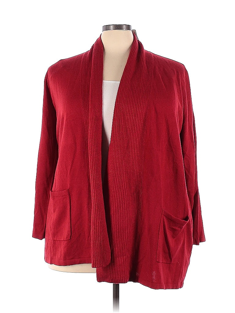 Hampshire Studio 100% Acrylic Red Cardigan Size 3X (Plus) - 11% off ...