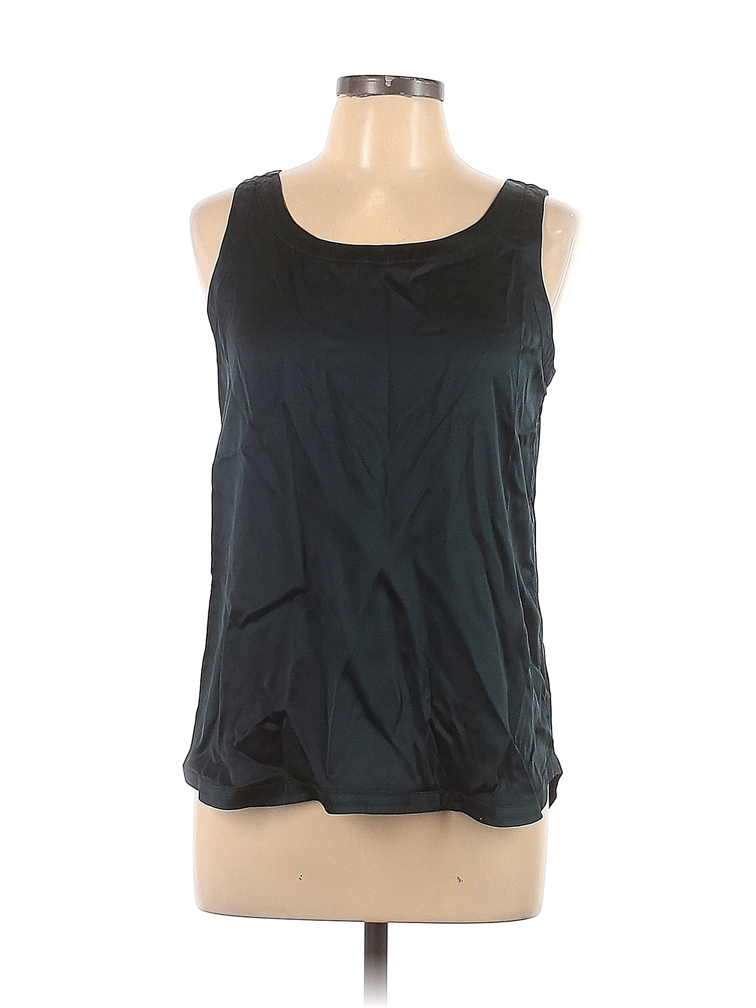 W by Worth 100% Silk Solid Teal Black Sleeveless Silk Top Size 6 - 83% ...