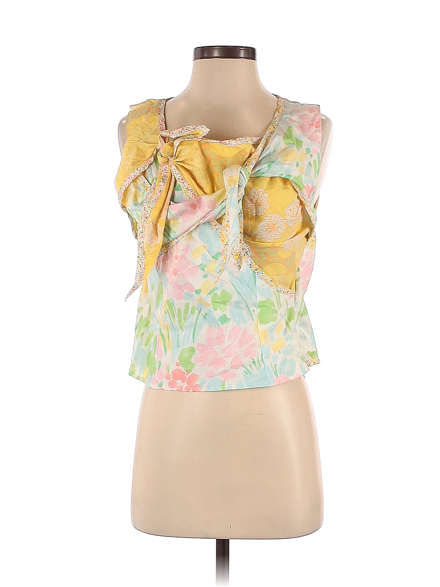 Rave Review 100% Cotton Yellow Sleeveless Blouse Size 36 (FR) - 80% off ...