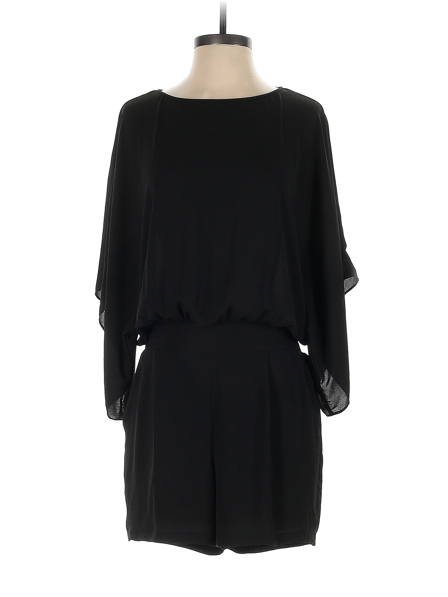 White House Black Market 100% Polyester Solid Black Romper Size 8 - 65% ...