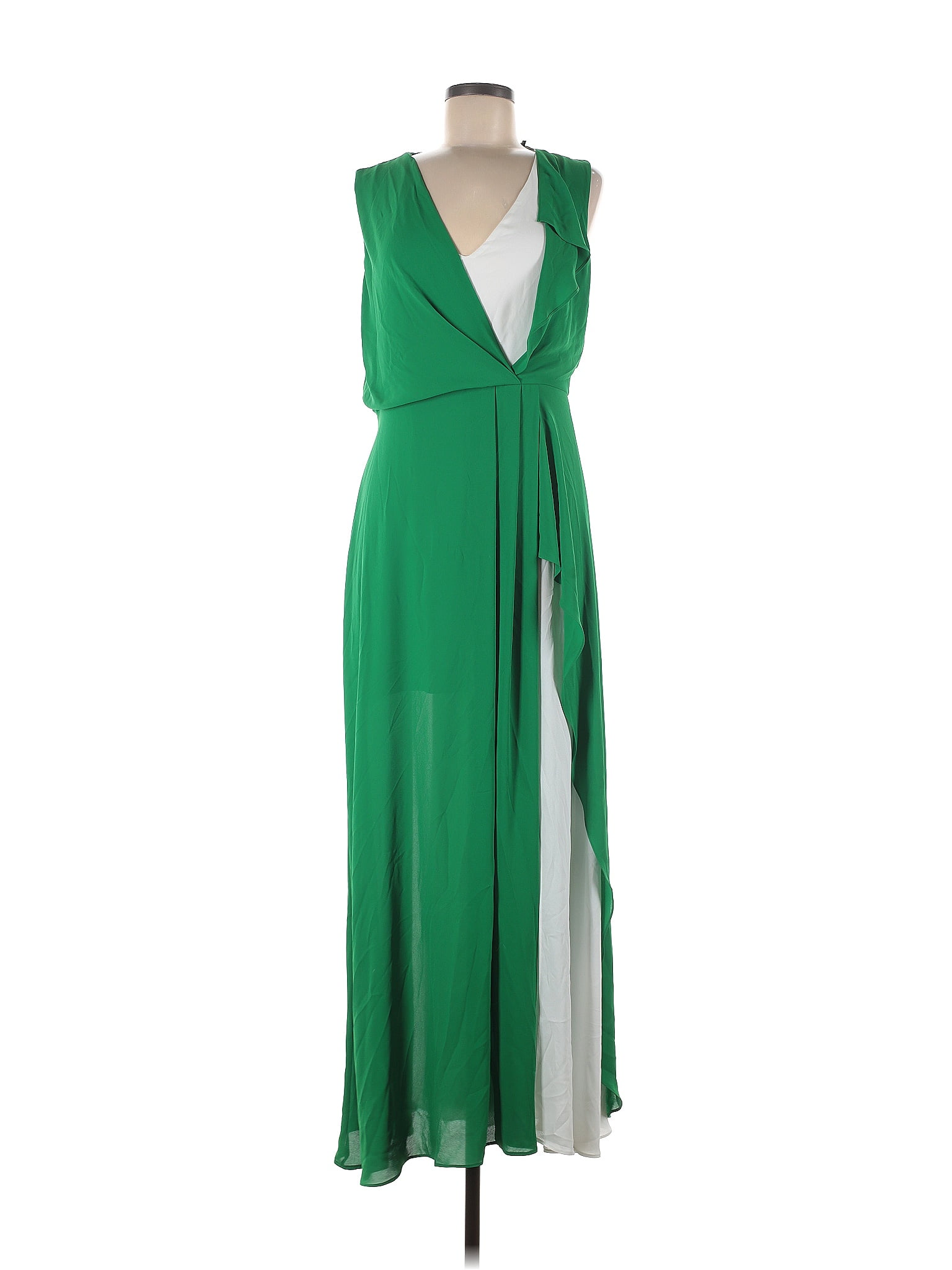 Bcbgmaxazria 100 Polyester Solid Green Casual Dress Size M 80 Off