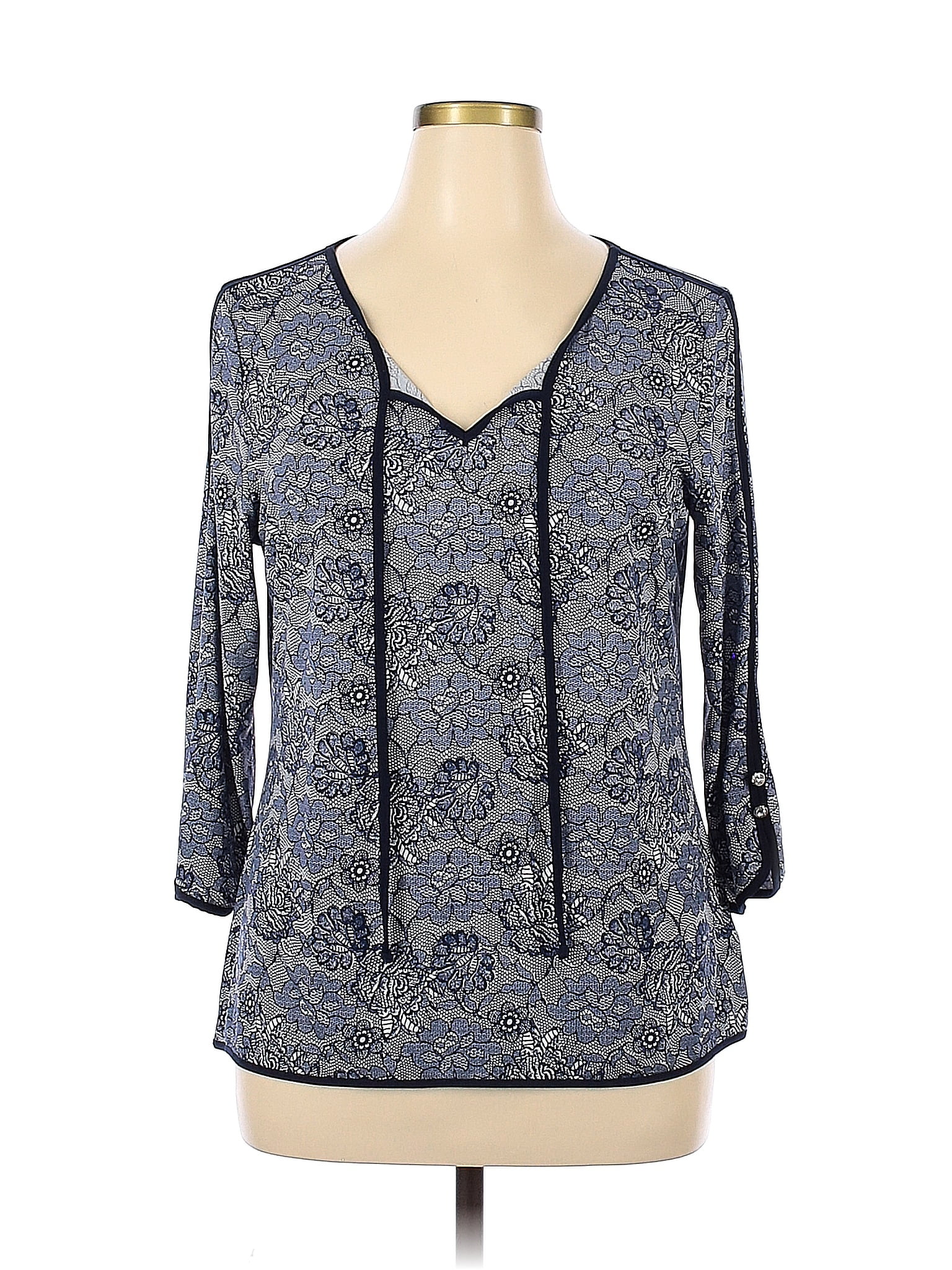 Liz Mccoy Blue Long Sleeve Top Size Xl 55 Off Thredup