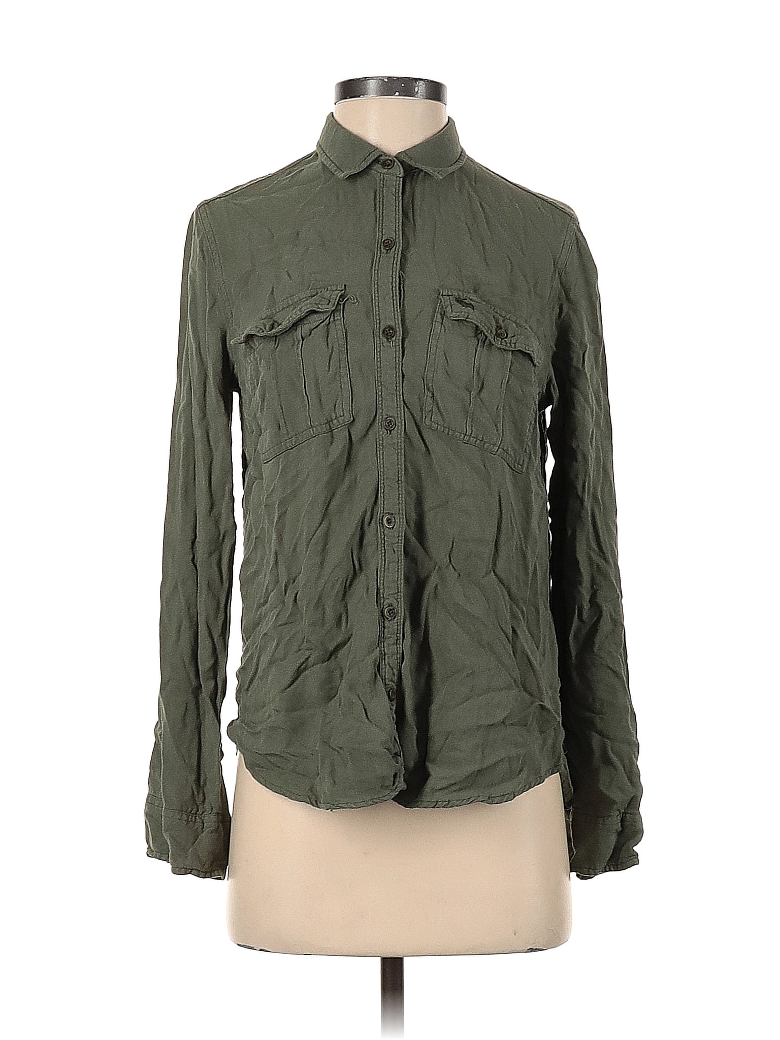 Abercrombie & Fitch 100% Viscose Green Long Sleeve Button-Down Shirt Size S - 82% off | ThredUp