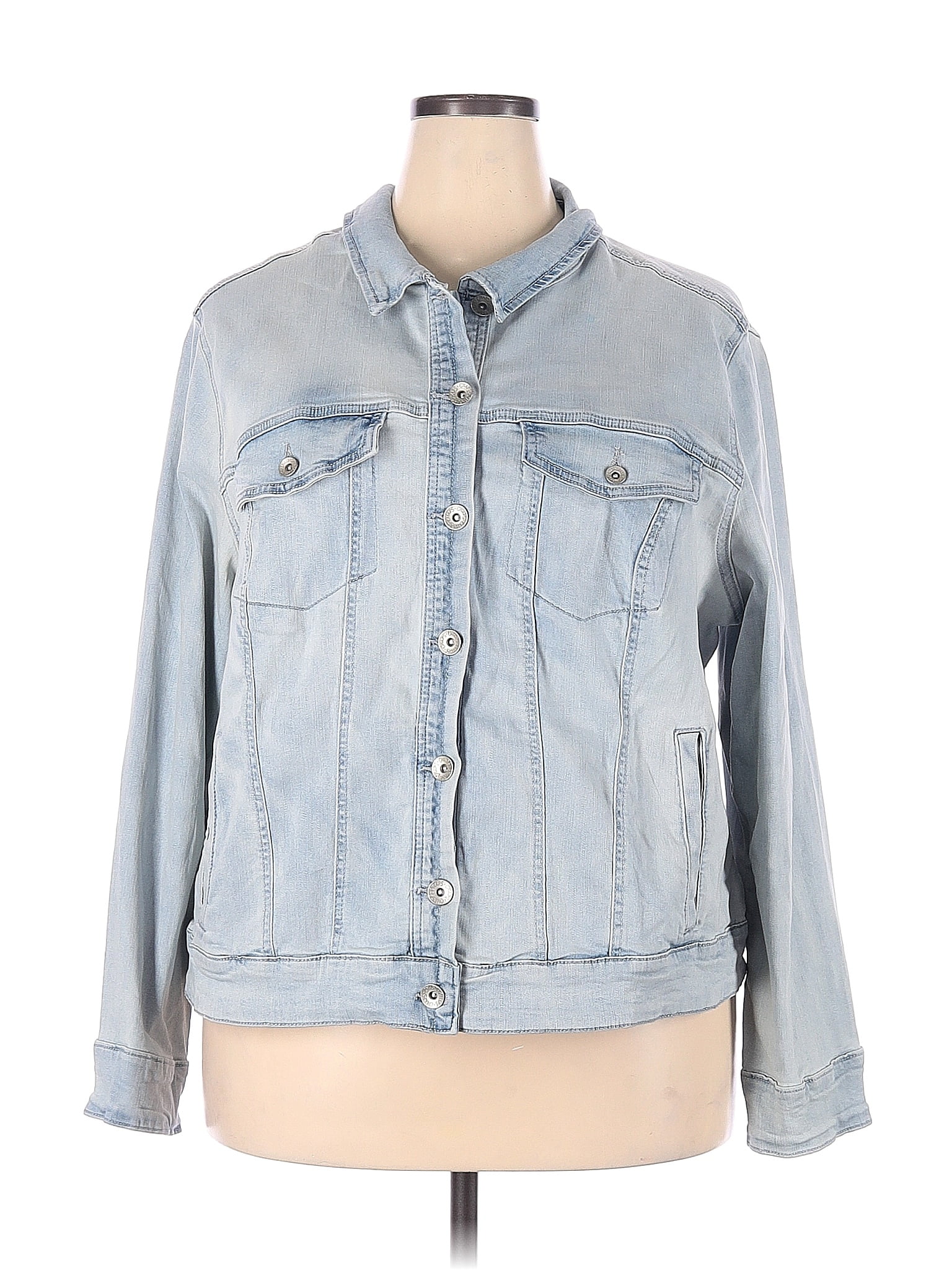 Chaps Blue Denim Jacket Size 3X (Plus) - 46% off | thredUP