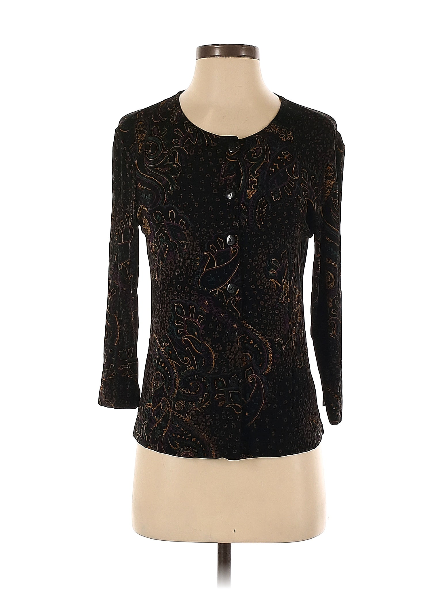 Softwear by Mark Singer Paisley Black Cardigan Size S - 56% off | thredUP