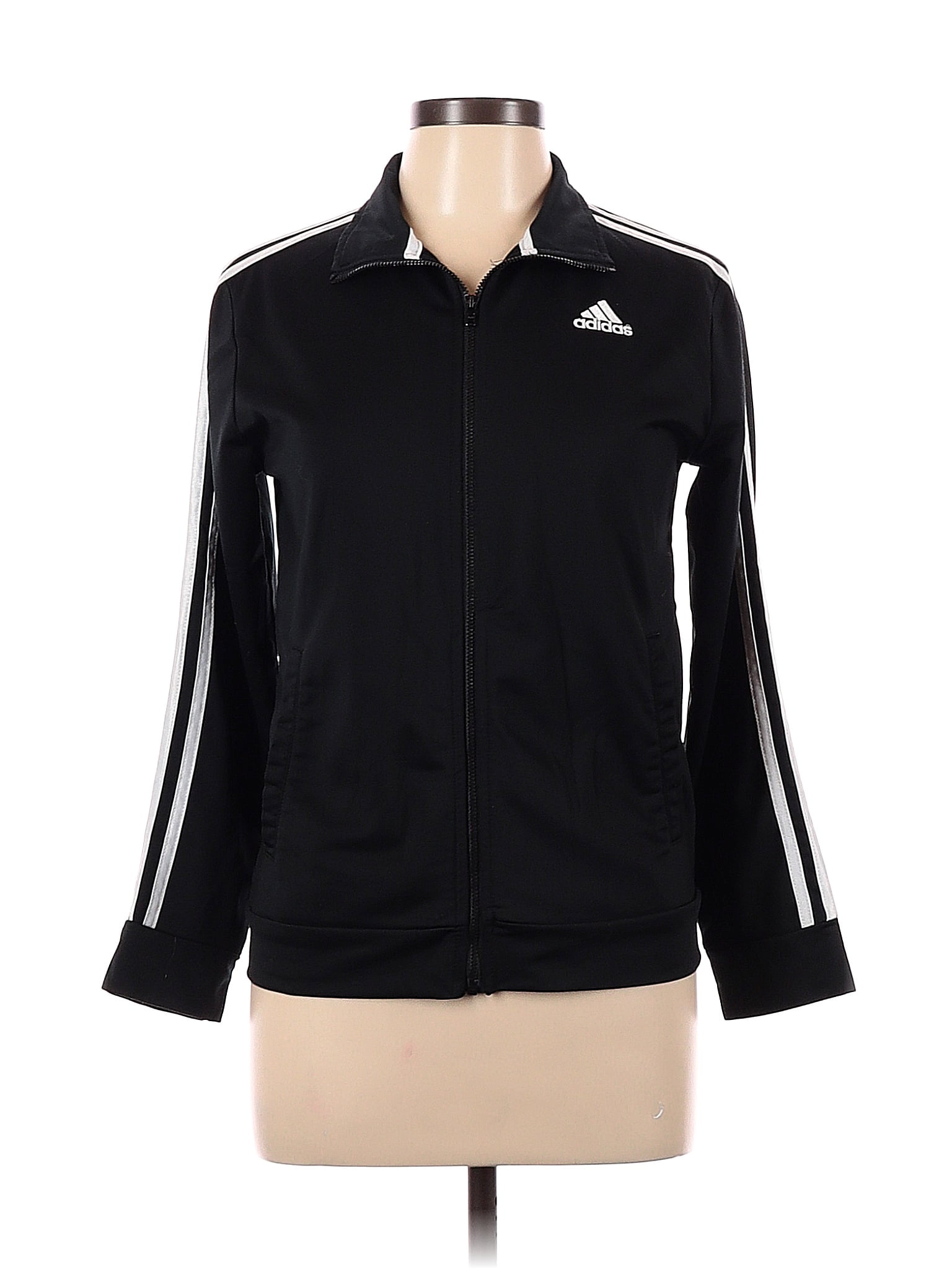 Adidas 100% Polyester Black Track Jacket Size L - 77% off | ThredUp