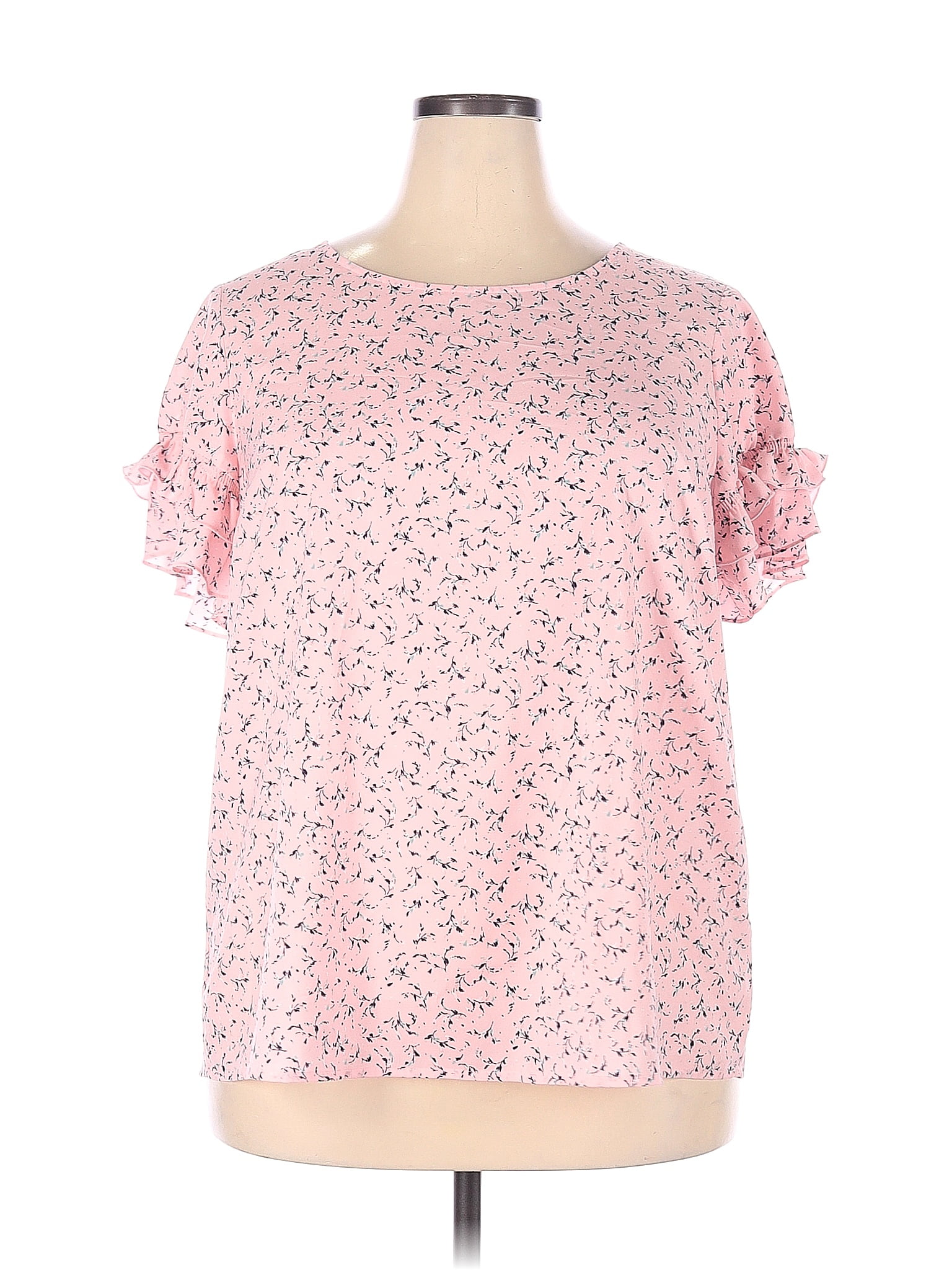 Lane Bryant 100 Polyester Pink Short Sleeve Blouse Size 18 Plus 63