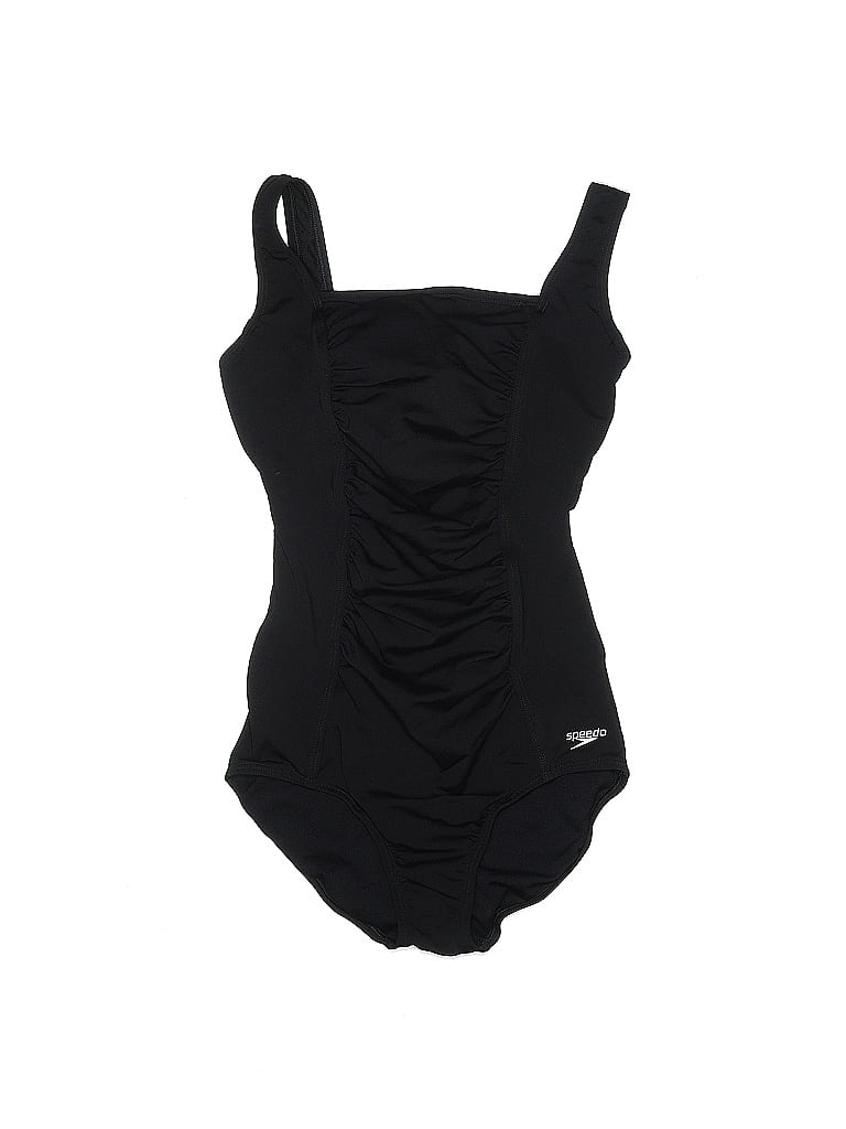 Speedo Solid Black One Piece Swimsuit Size 8 - 43% off | thredUP