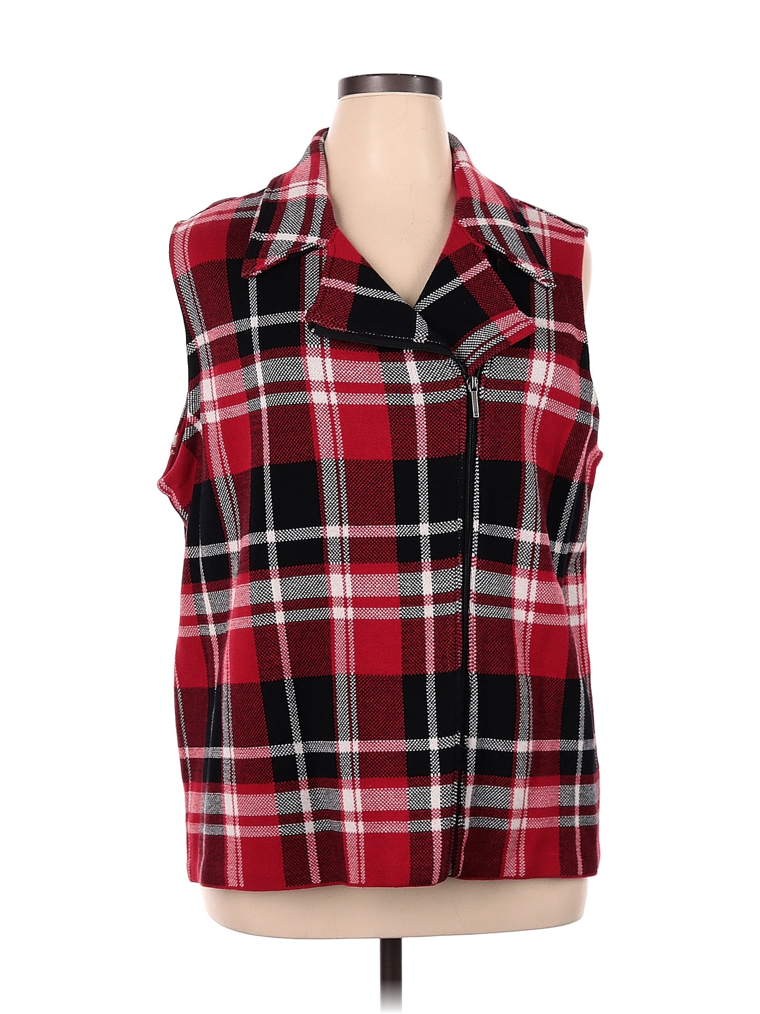 Chaps 100% Cotton Plaid Red Vest Size 1X (Plus) - 54% off | thredUP