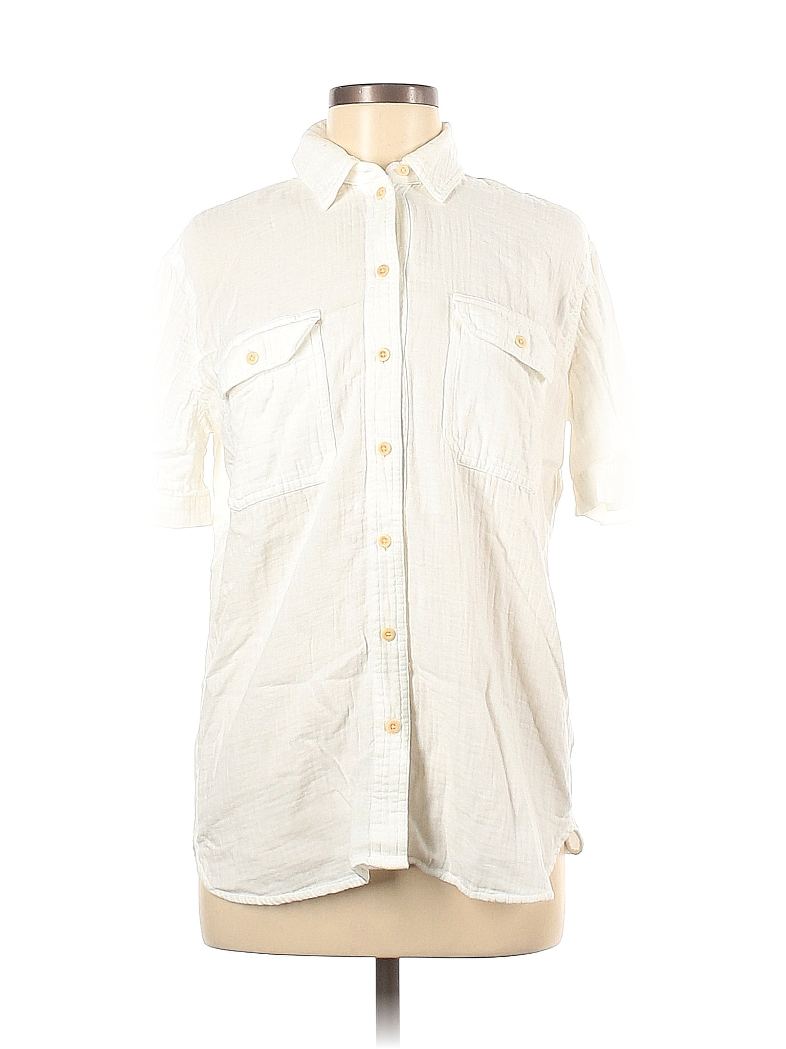 Madewell 100 Cotton Ivory Short Sleeve Button Down Shirt Size Xs 68