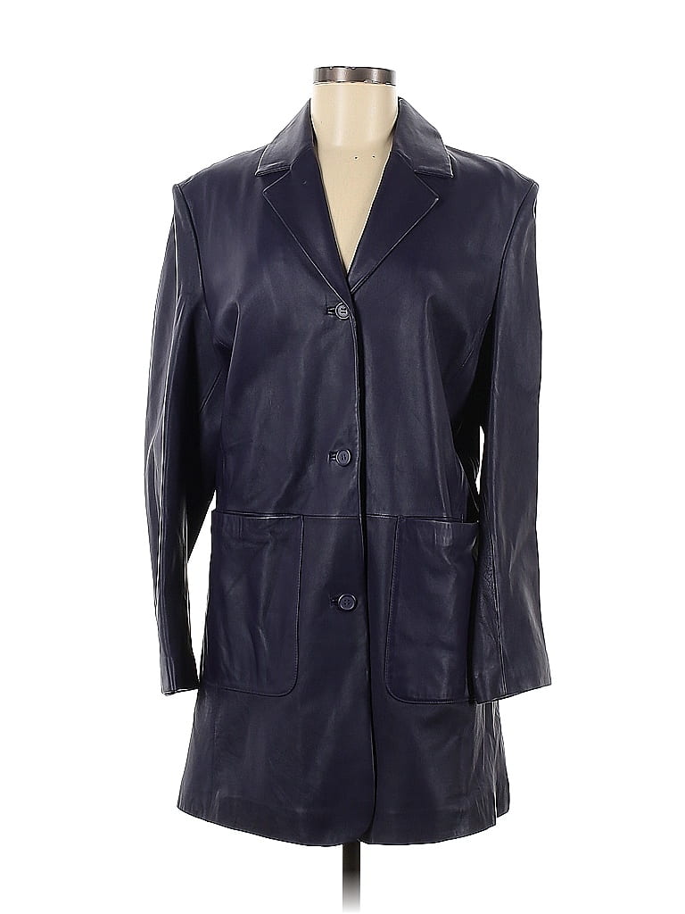 Terry Lewis 100% Leather Blue Leather Jacket Size M - 67% off | ThredUp