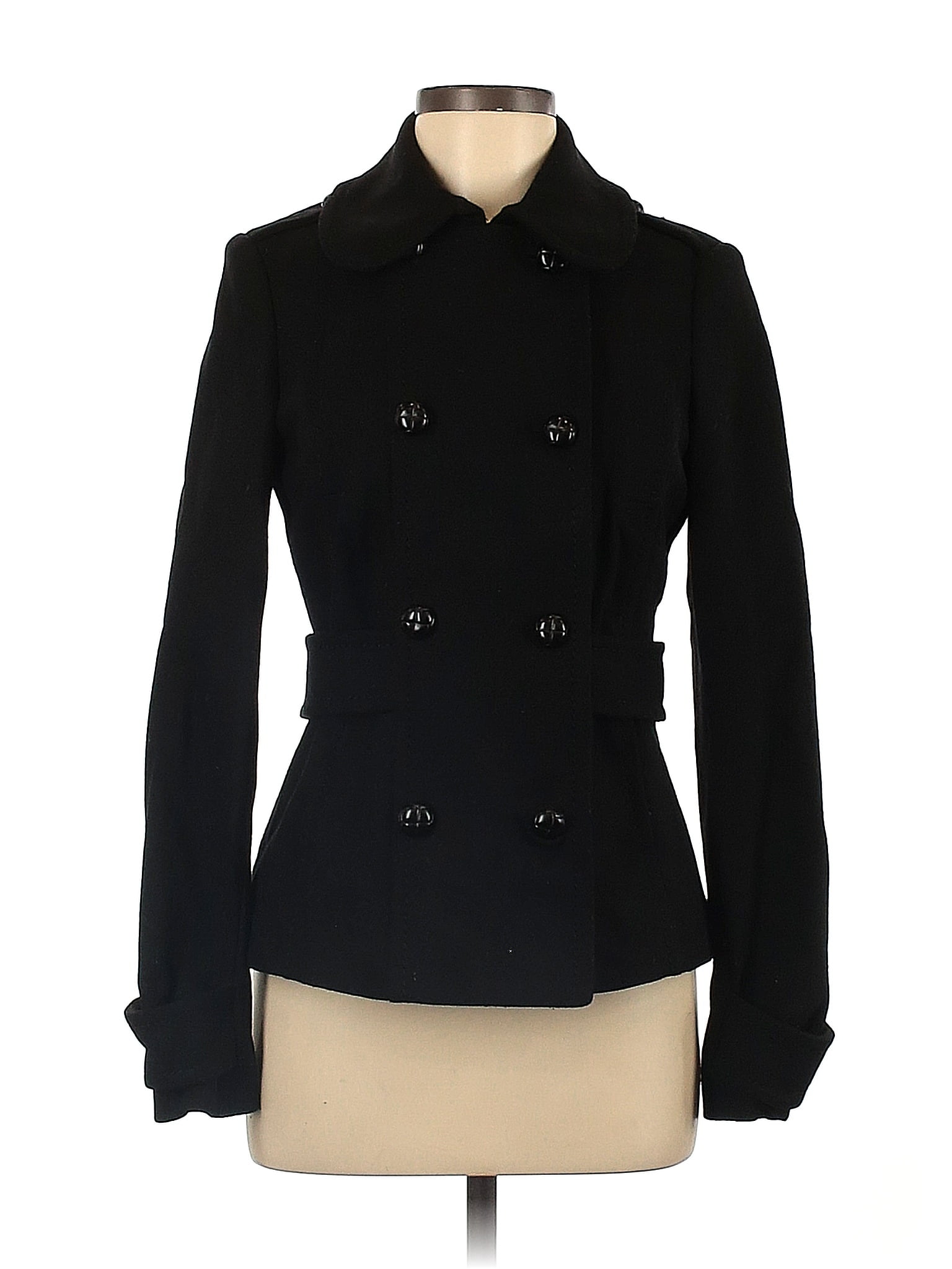 Divided by H&M Solid Black Wool Coat Size 8 - 50% off | ThredUp