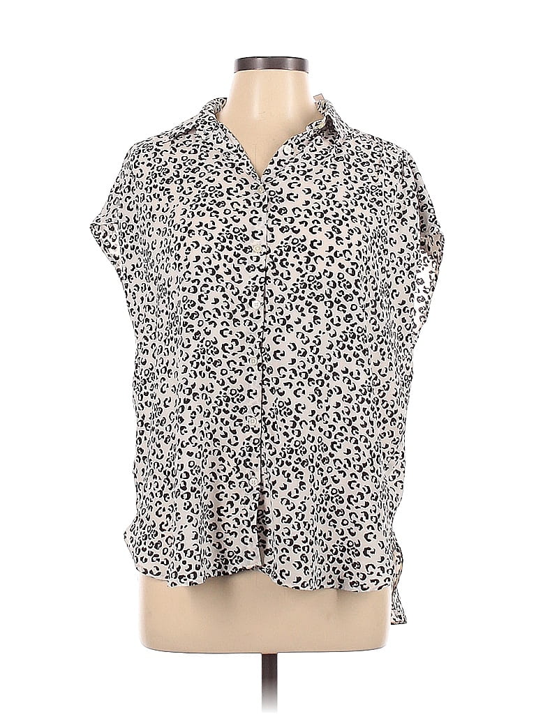 Ann Taylor Loft 100 Polyester Black Short Sleeve Blouse Size L 63