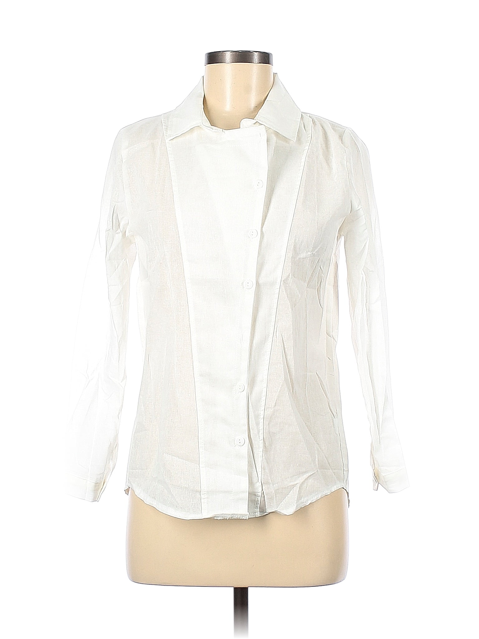 Unbranded 100% Cotton White Long Sleeve Button-Down Shirt Size M - 60% off | thredUP