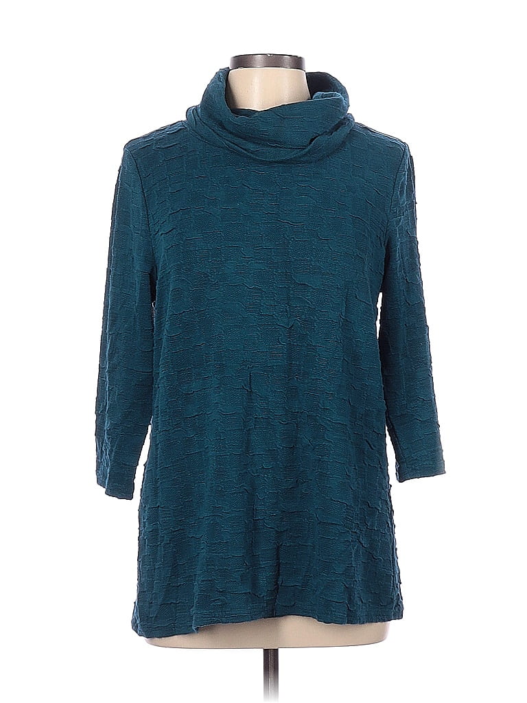 Peck And Peck Color Block Teal Turtleneck Sweater Size L 68 Off Thredup