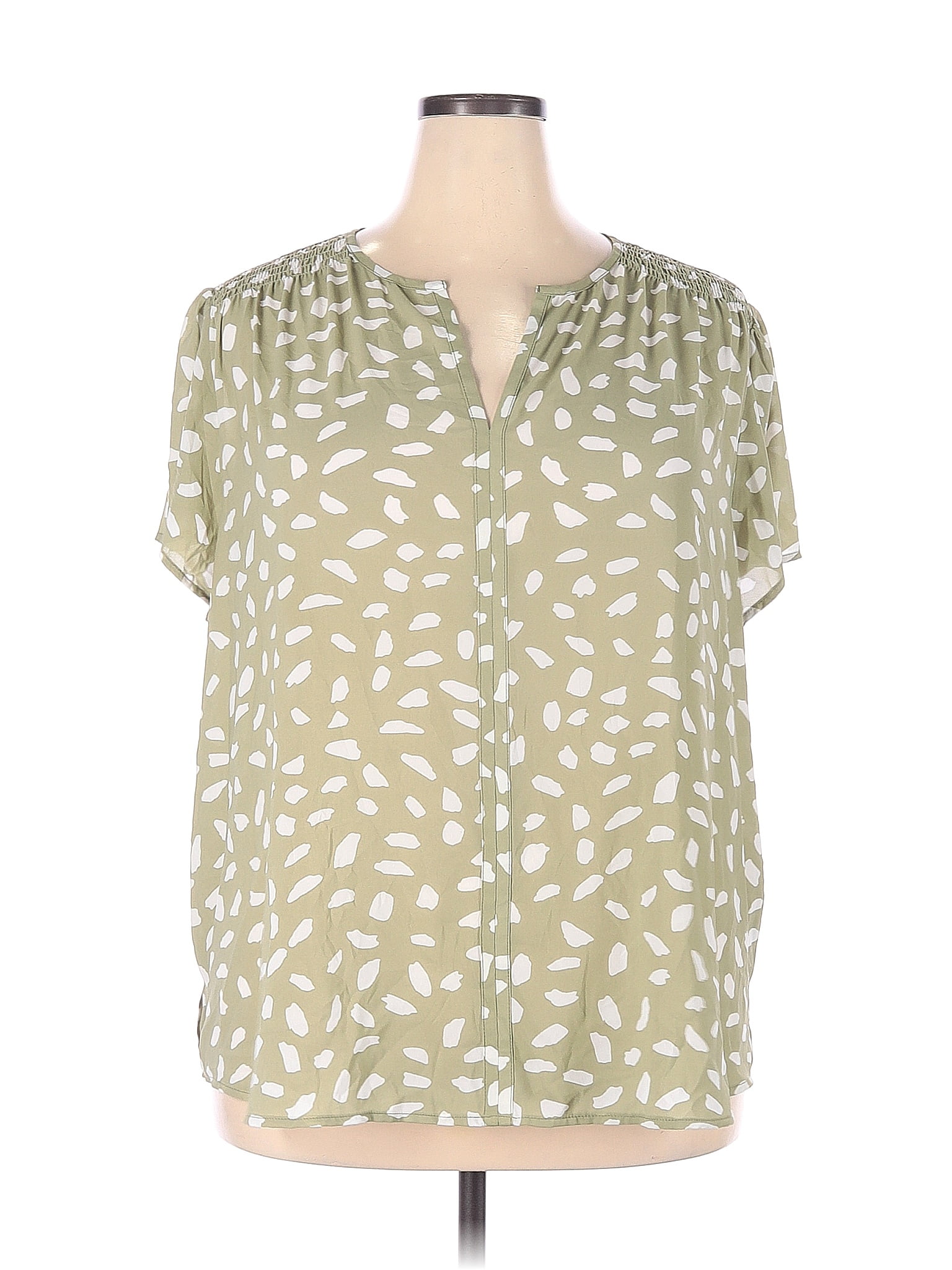 Fun2Fun 100% Polyester Green Short Sleeve Blouse Size 3X (Plus) - 66% ...