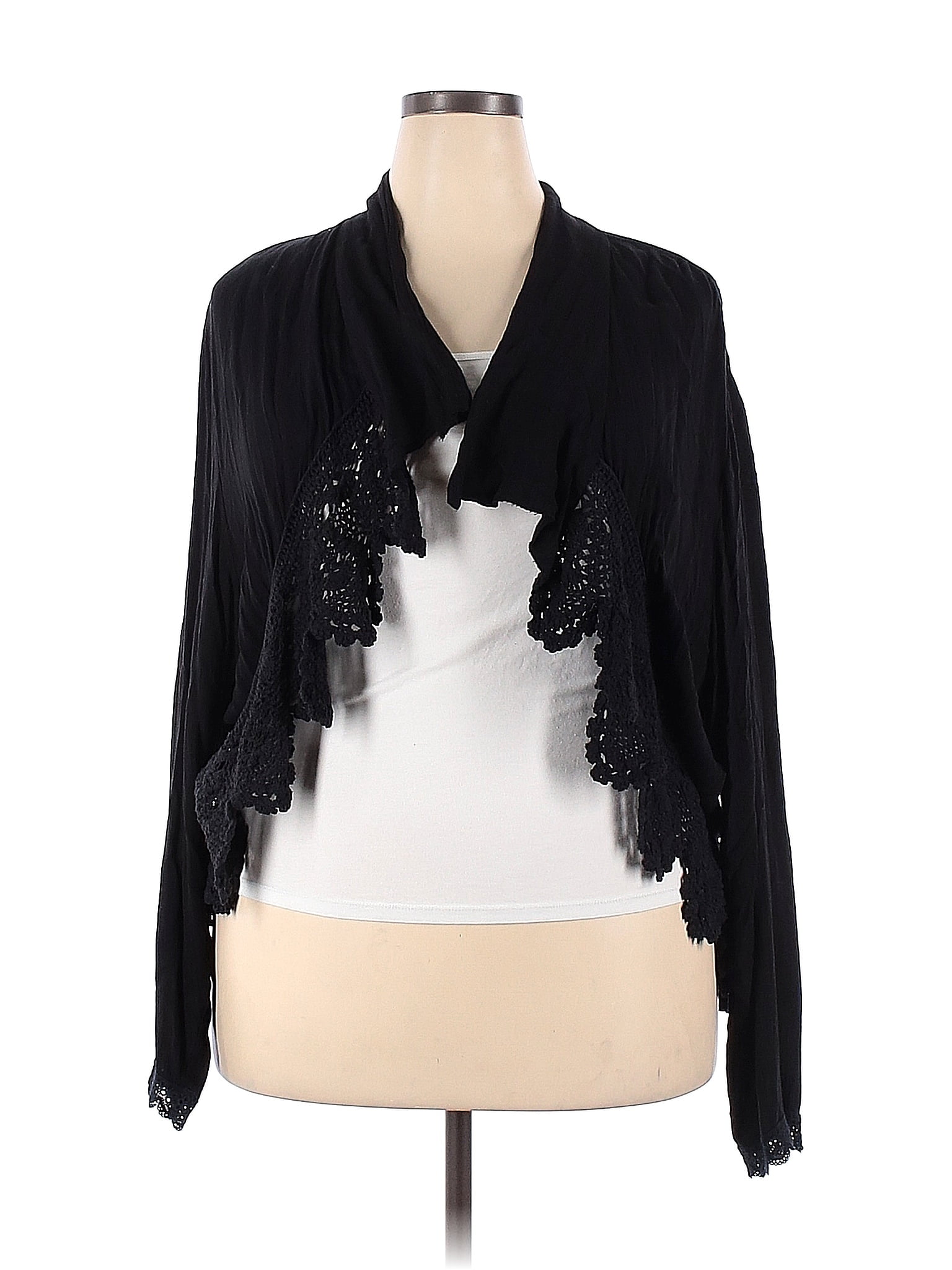 The Pyramid Collection 100% Rayon Black Cardigan Size 2X (Plus) - 68% ...