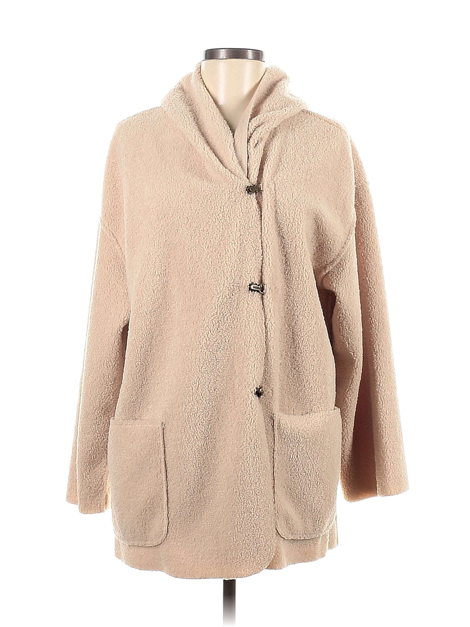 Max Studio 100% Polyester Solid Tan Coat Size S - 68% off | thredUP