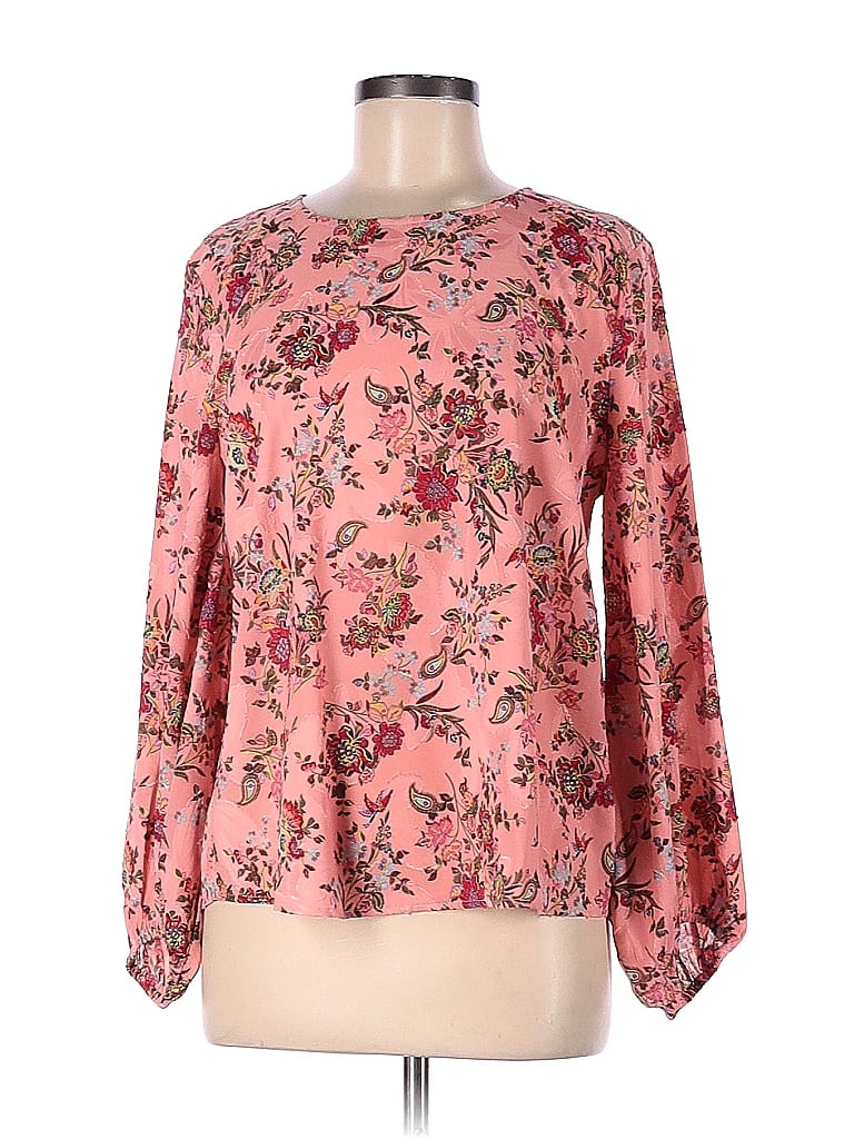 Ann Taylor Loft 100 Polyester Pink Long Sleeve Blouse Size M 64 Off