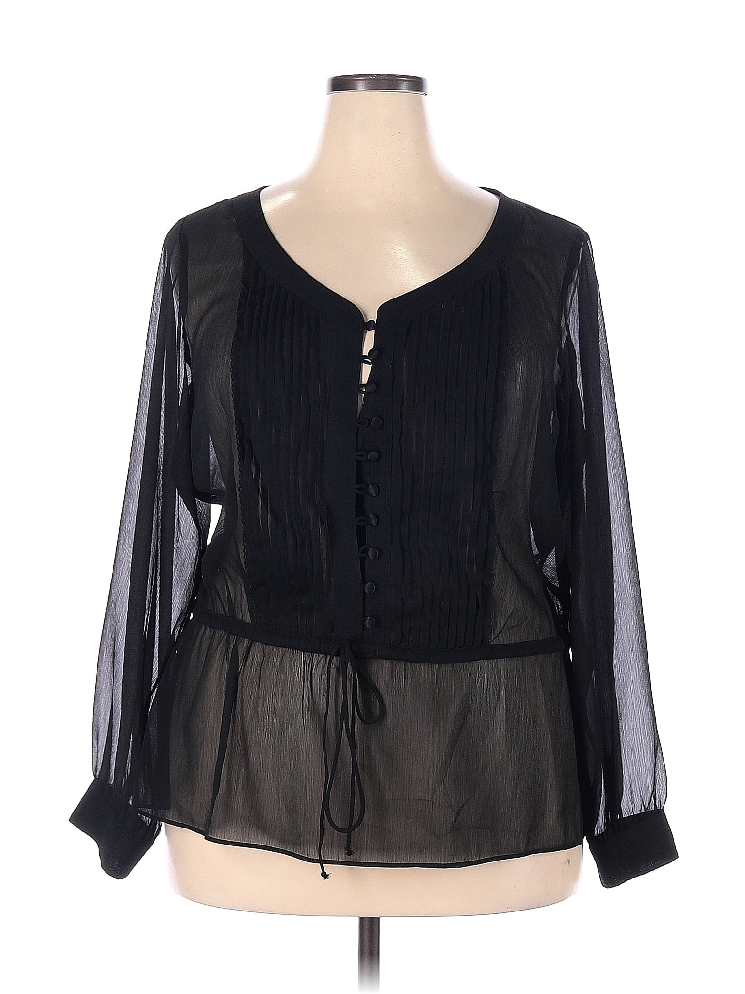 George 100 Polyester Black Long Sleeve Blouse Size 2x Plus 34 Off