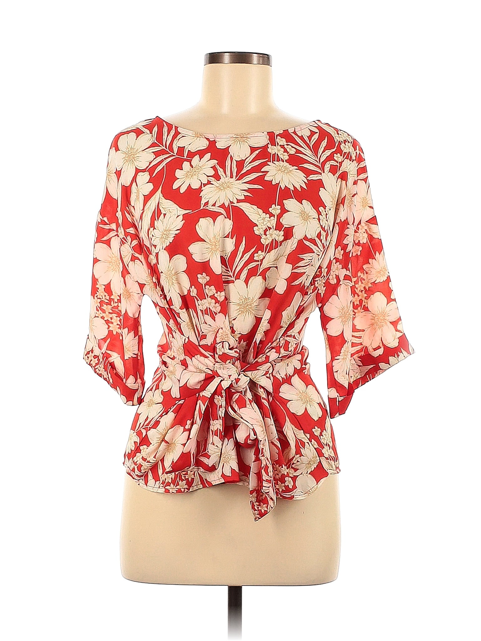 West Kei 100 Polyester Red 3 4 Sleeve Blouse Size M 36 Off Thredup
