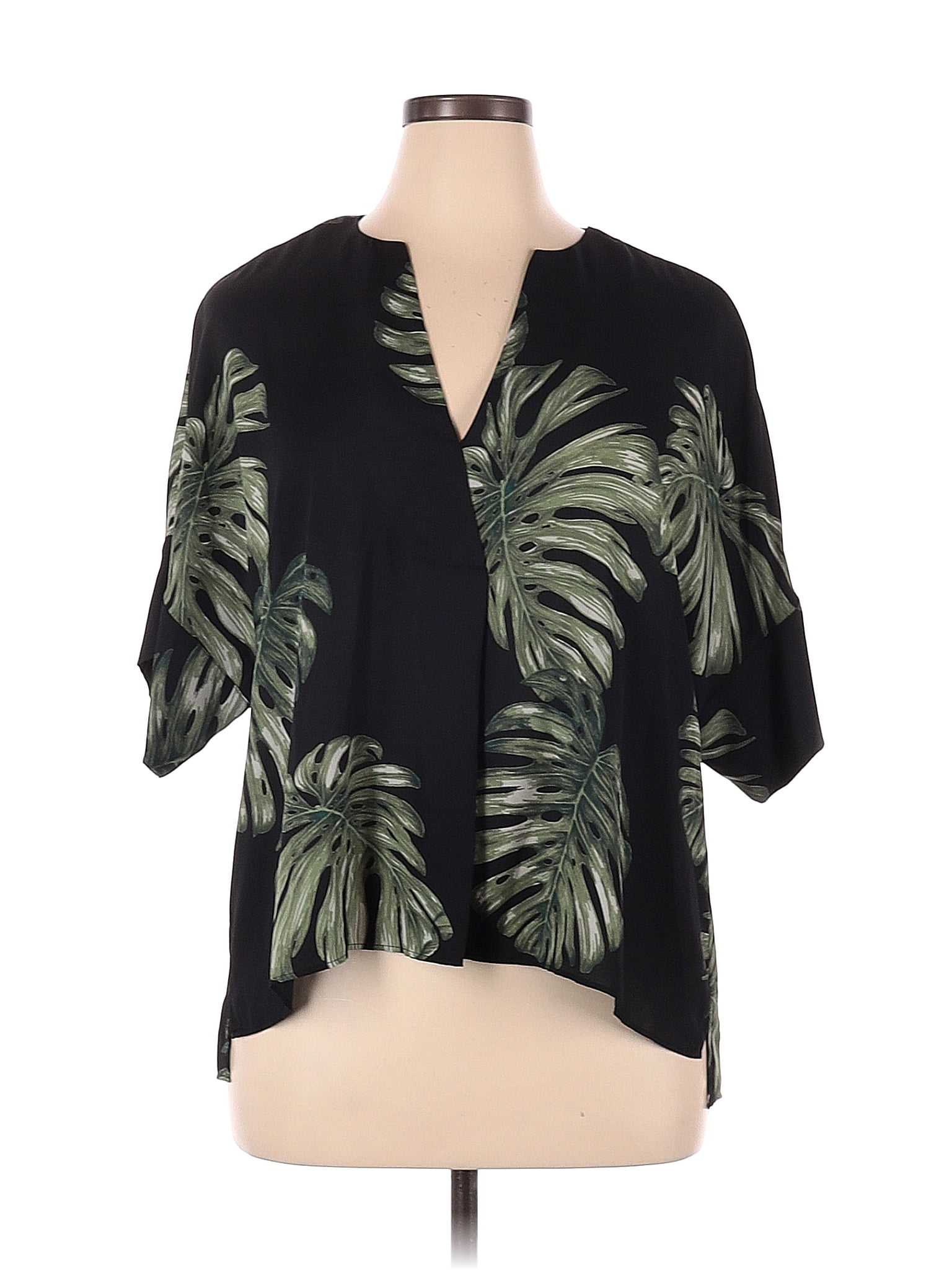 Worthington 100 Polyester Black Short Sleeve Blouse Size Xl 47 Off
