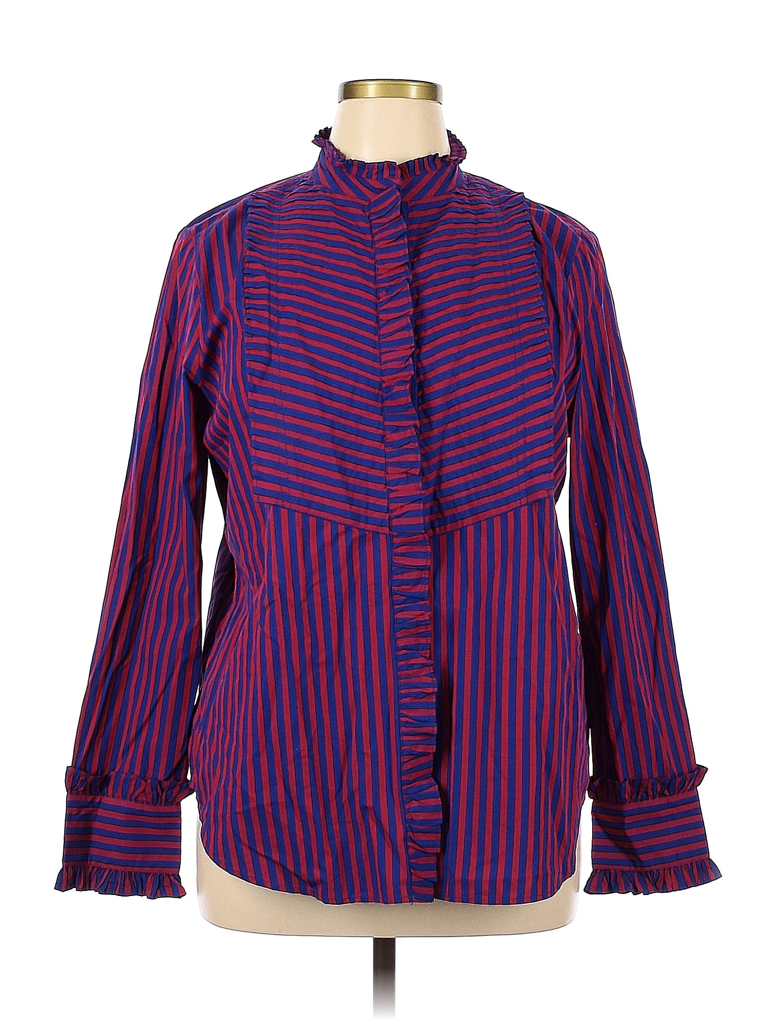 J.Crew 100% Cotton Blue Long Sleeve Blouse Size XL - 42% off | thredUP