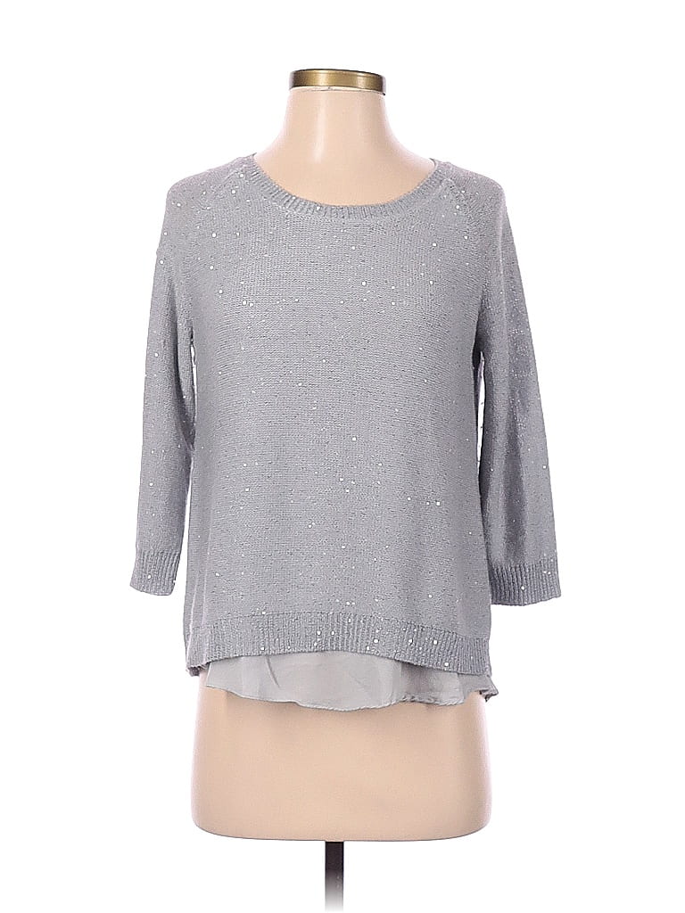 Neiman Marcus Color Block Polka Dots Gray Silk Pullover Sweater Size S ...