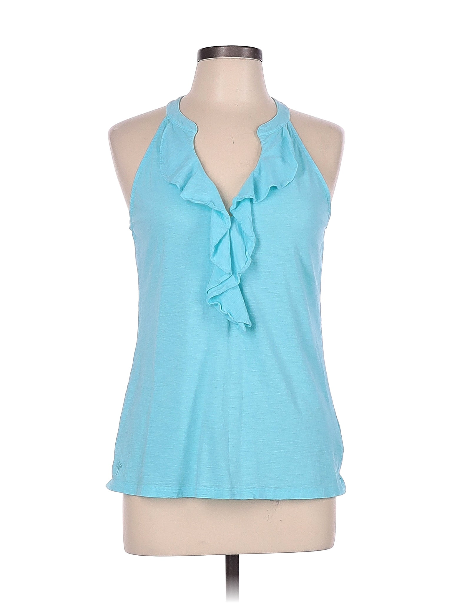 Lilly Pulitzer 100 Cotton Teal Sleeveless Top Size L 59 Off Thredup