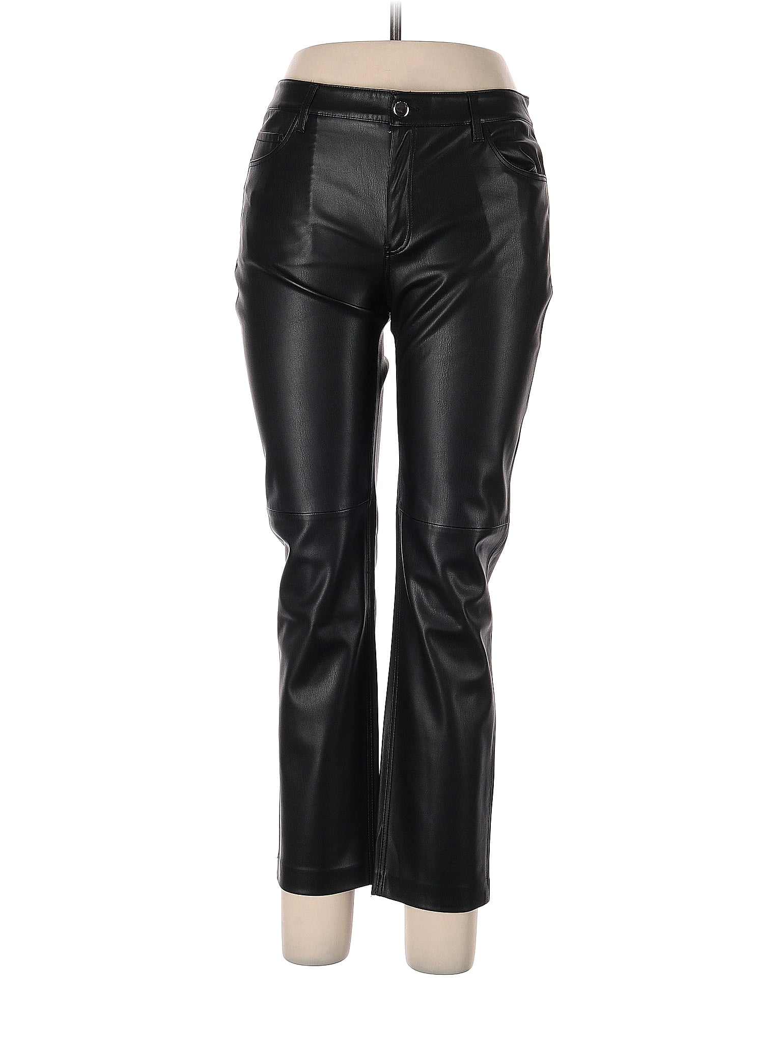 MNG 100% Polyester Black Faux Leather Pants Size 8 - 43% off | thredUP