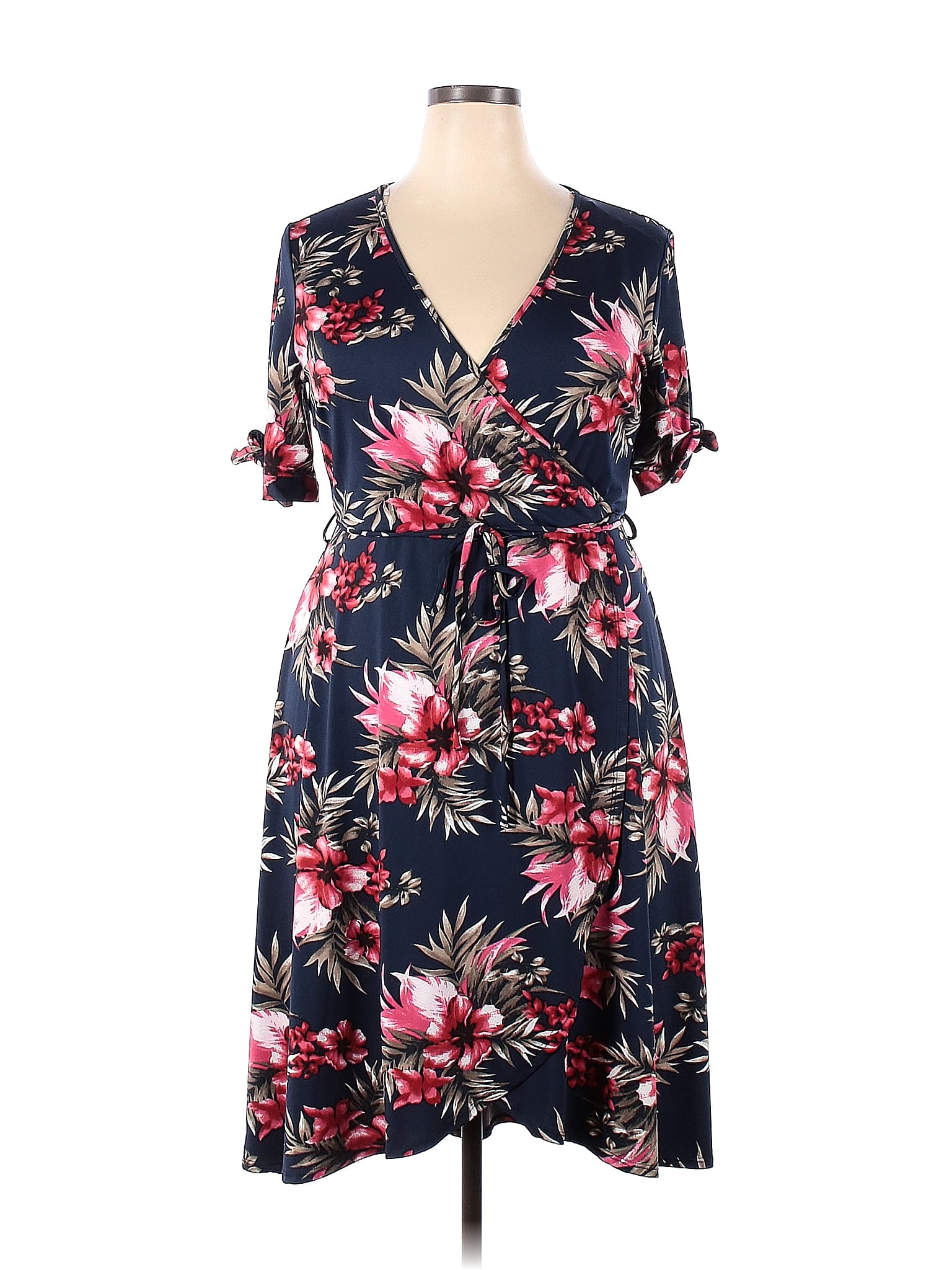 Misia Floral Multi Color Blue Casual Dress Size 2x Plus 52 Off
