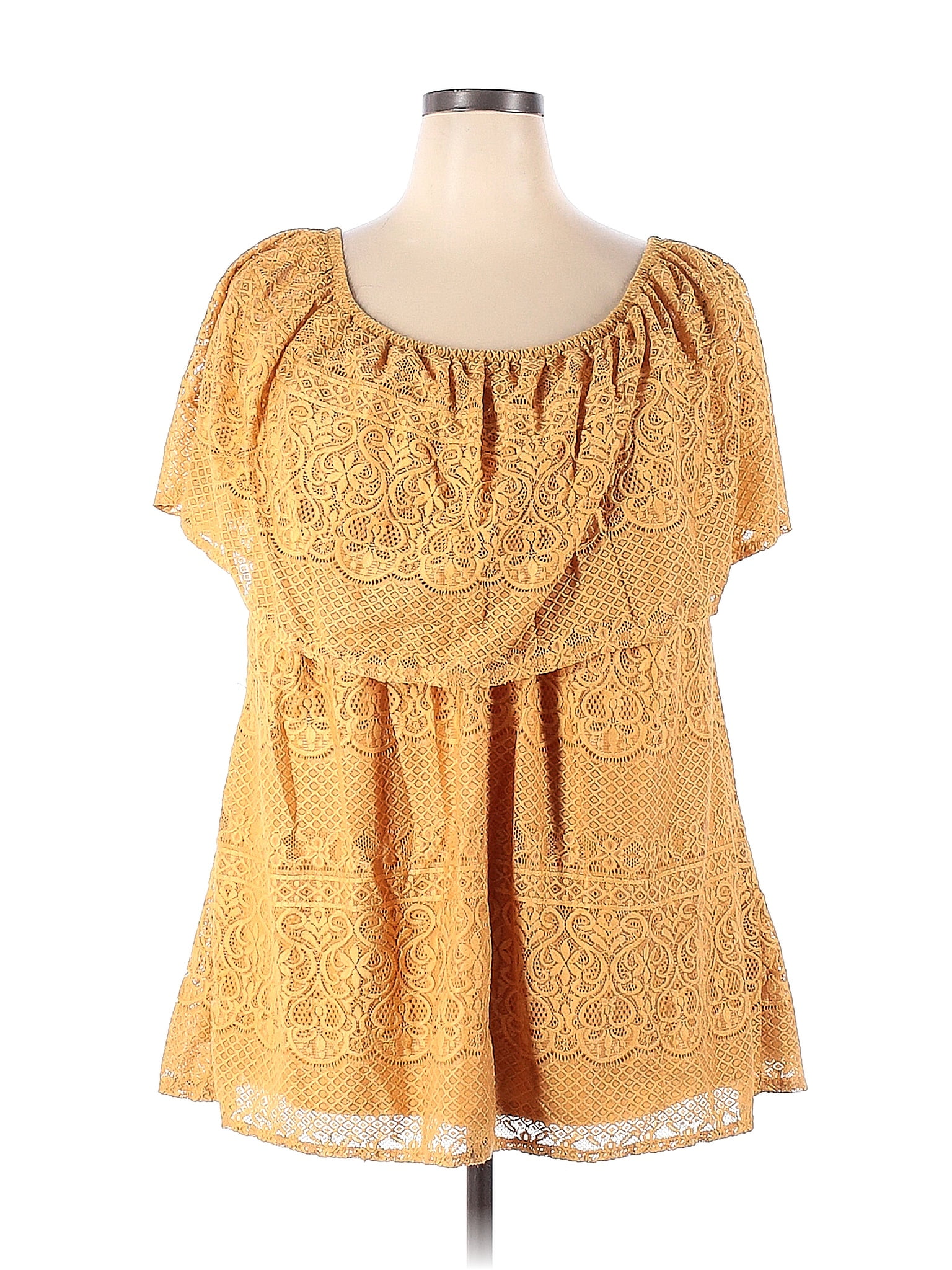 Catherines Yellow Gold Short Sleeve Top Size 2x Plus 59 Off Thredup