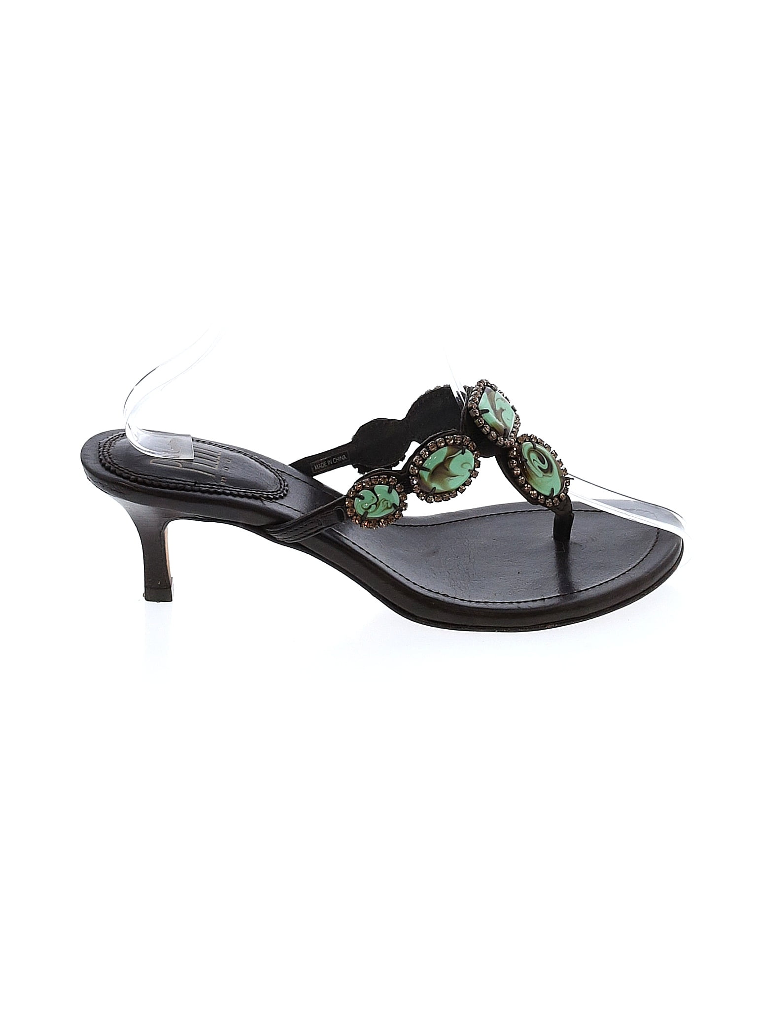 Pelle Moda 100% Leather Solid Green Black Mule/Clog Size 6 1/2 - 75% ...