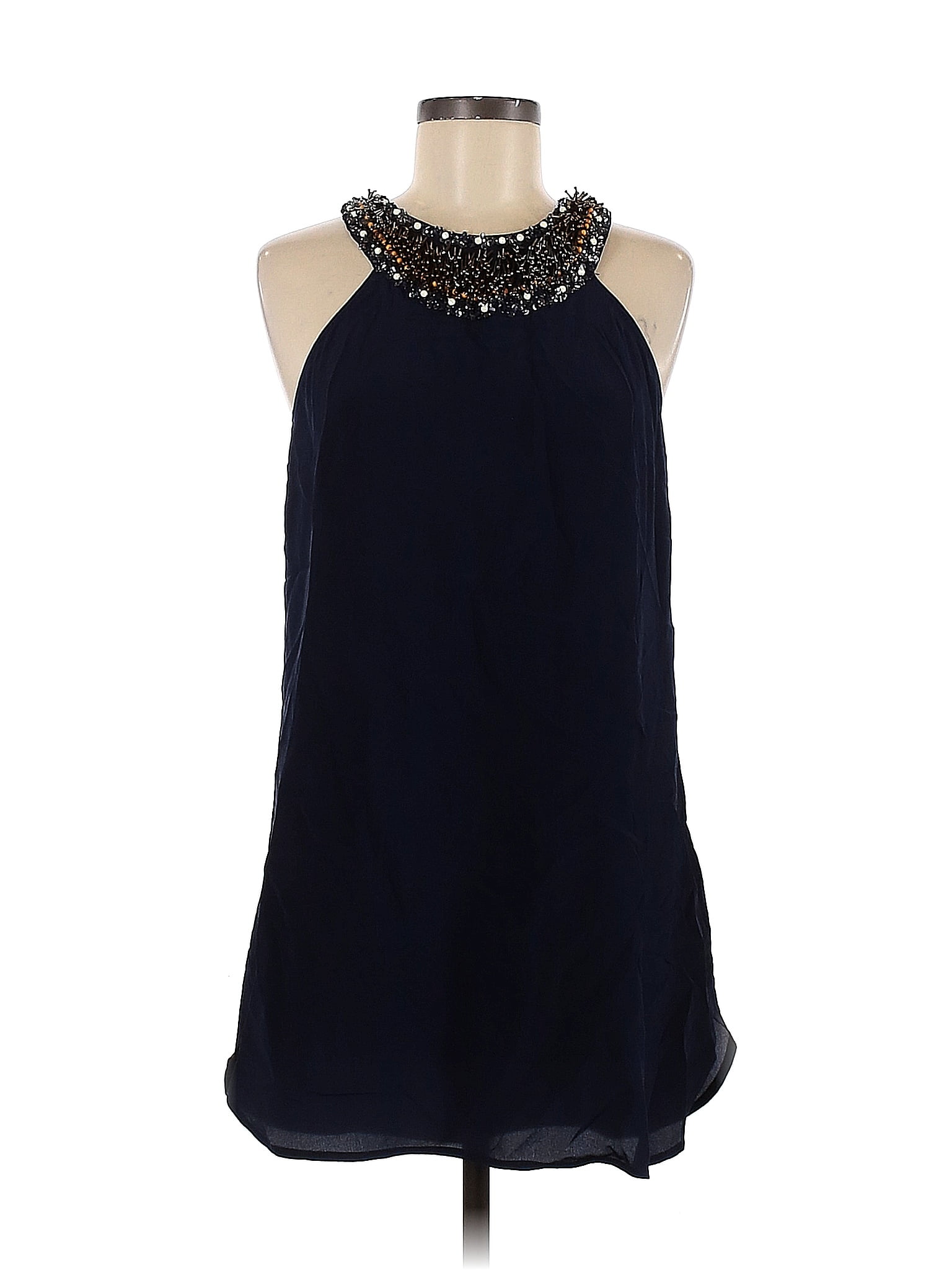 French Connection 100% Viscose Solid Navy Blue Casual Dress Size 6 - 75 ...